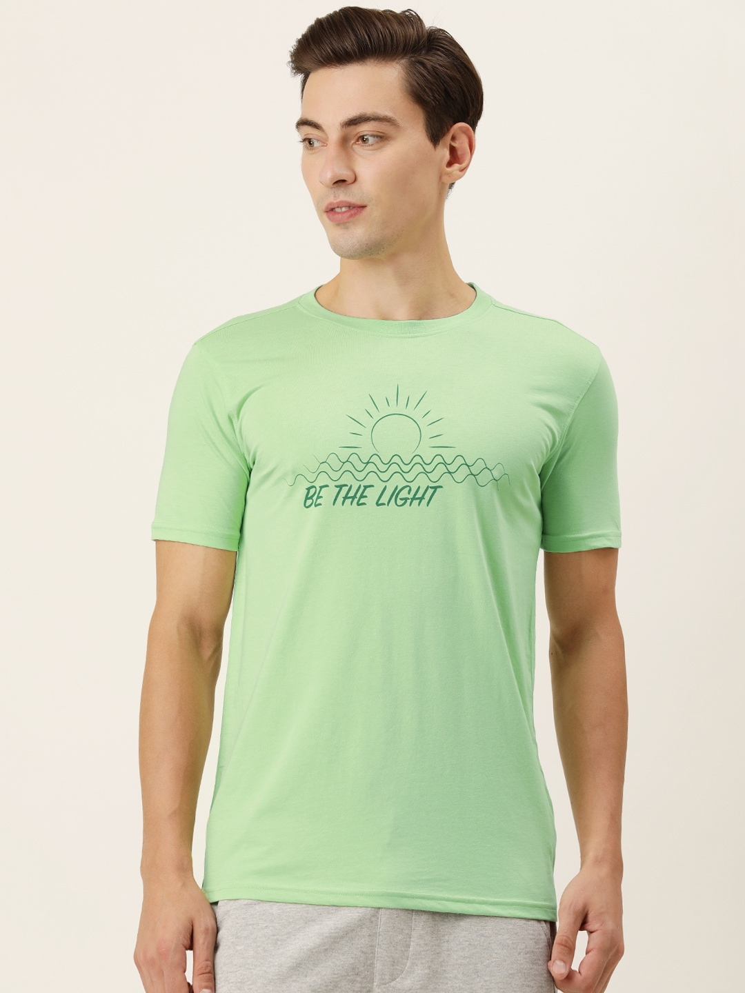 Buy Forever 21 Men Sage Green Typography Printed T Shirt Tshirts For