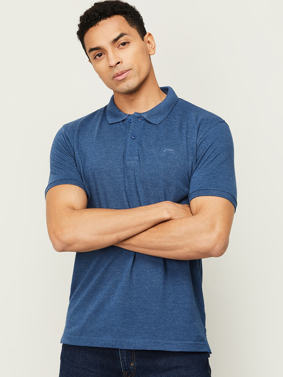 Buy Fame Forever By Lifestyle Men Blue Polo Collar T Shirt - Tshirts ...