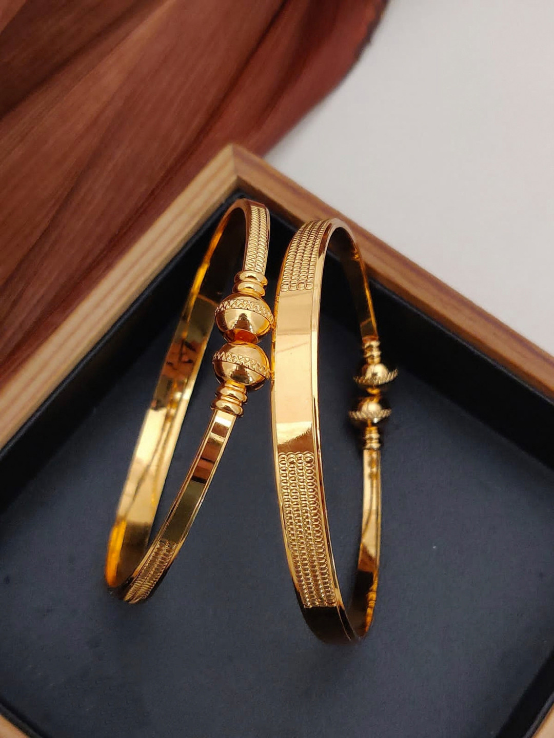 Buy Shining Diva Set Of 2 Gold Plated Adjustable Bangles - Bangle for ...
