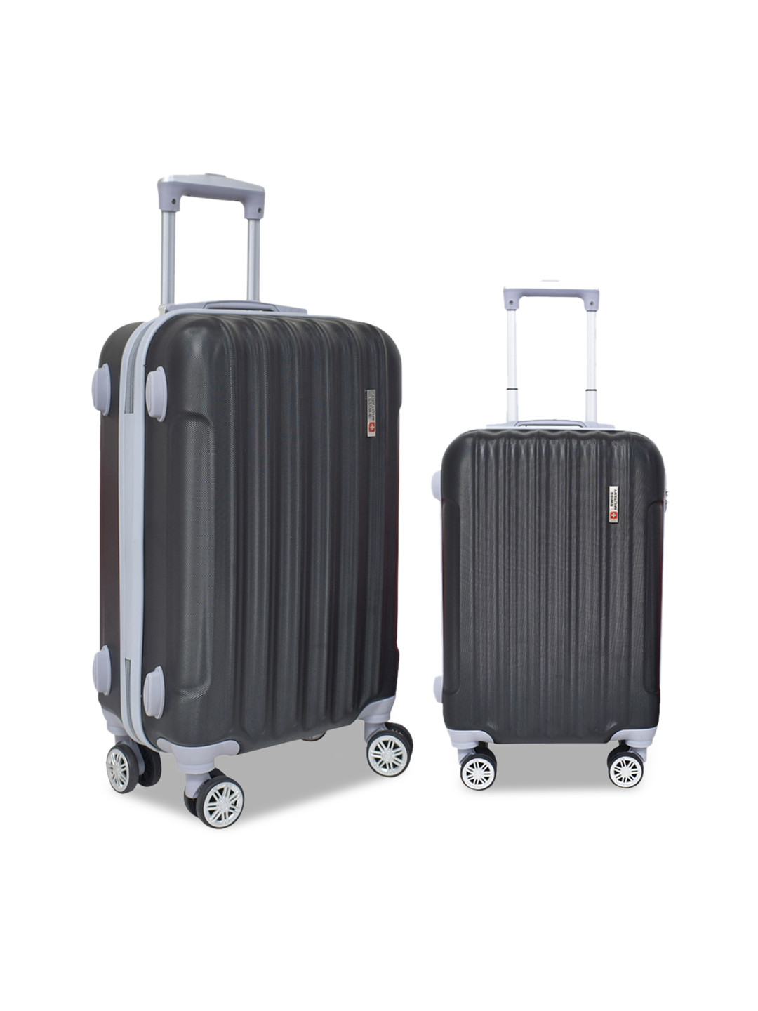 Buy SWISS MILITARY Set Of 2 Black Textured Hard Sided Trolley Suitcases ...