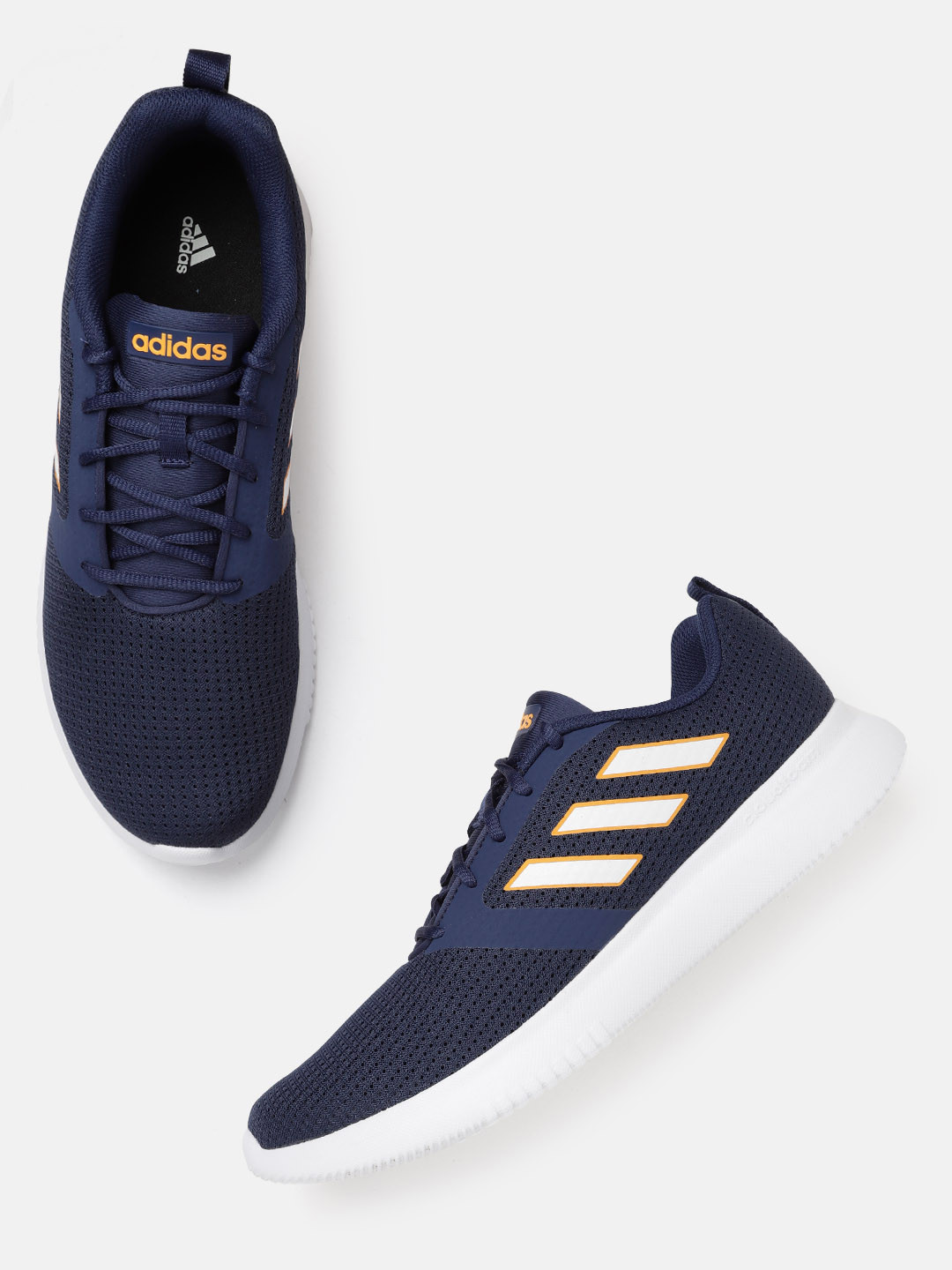 Buy ADIDAS Men Navy Blue & White Woven Design Fleece Walk Walking Shoes ...