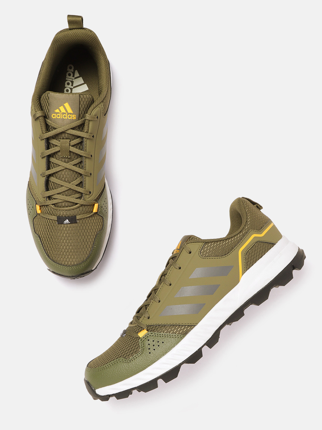 Buy ADIDAS Men Olive Green Woven Design Skadi Running Shoes - Sports ...