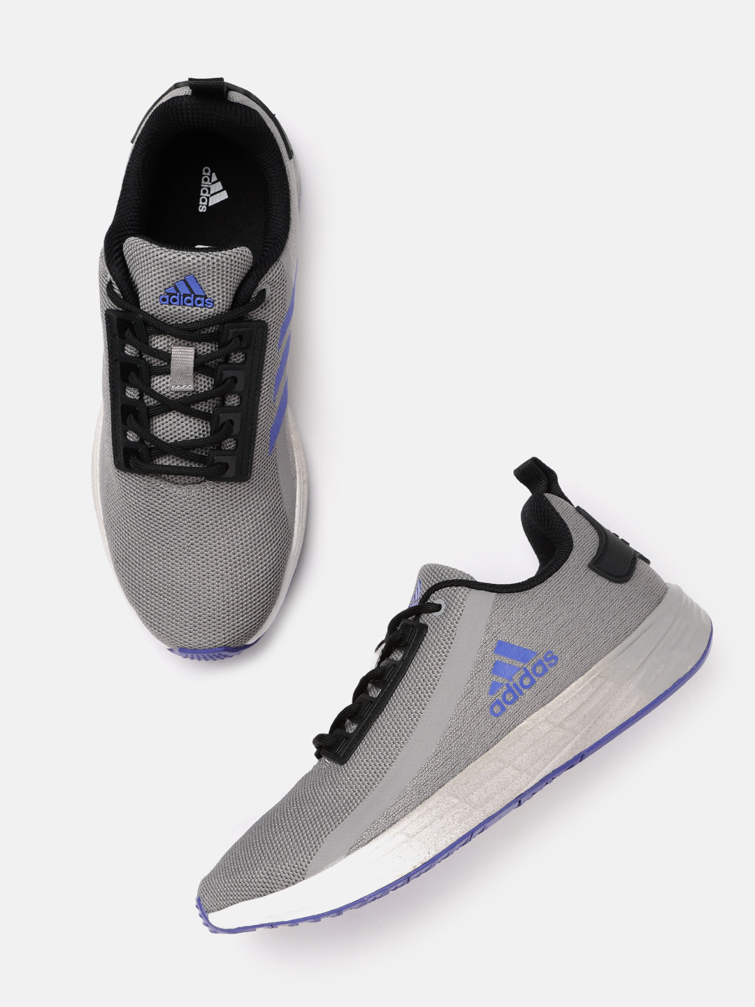 Buy ADIDAS Men Grey & Blue Woven Design Gleamus Reflective Running ...