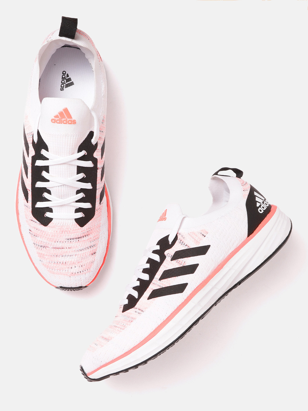 Buy ADIDAS Men White & Peach Coloured Woven Design Orbitra Running ...