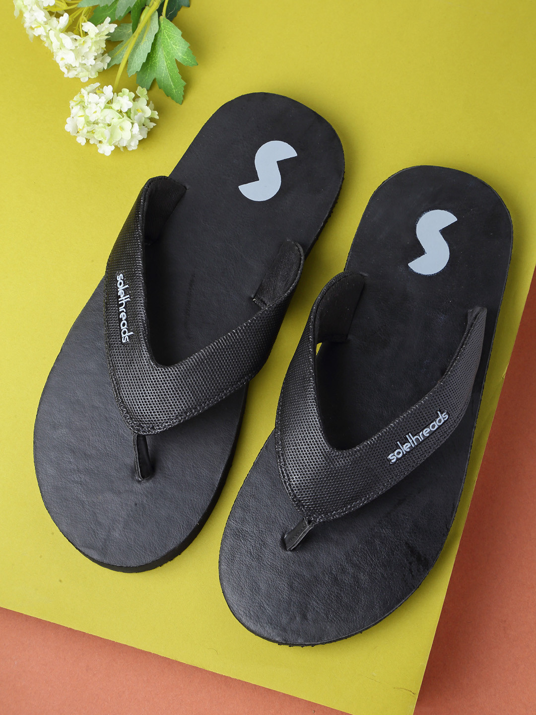 Buy Solethreads Men Black & Grey Solid Thong Flip Flops - Flip Flops ...