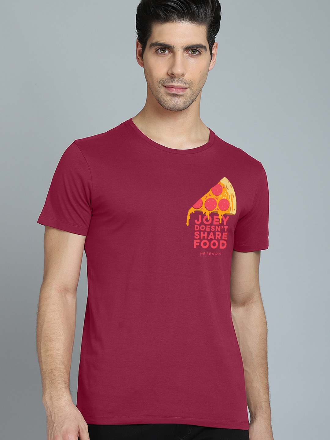 Buy Free Authority Men Maroon Friends Printed Pure Cotton T Shirt ...