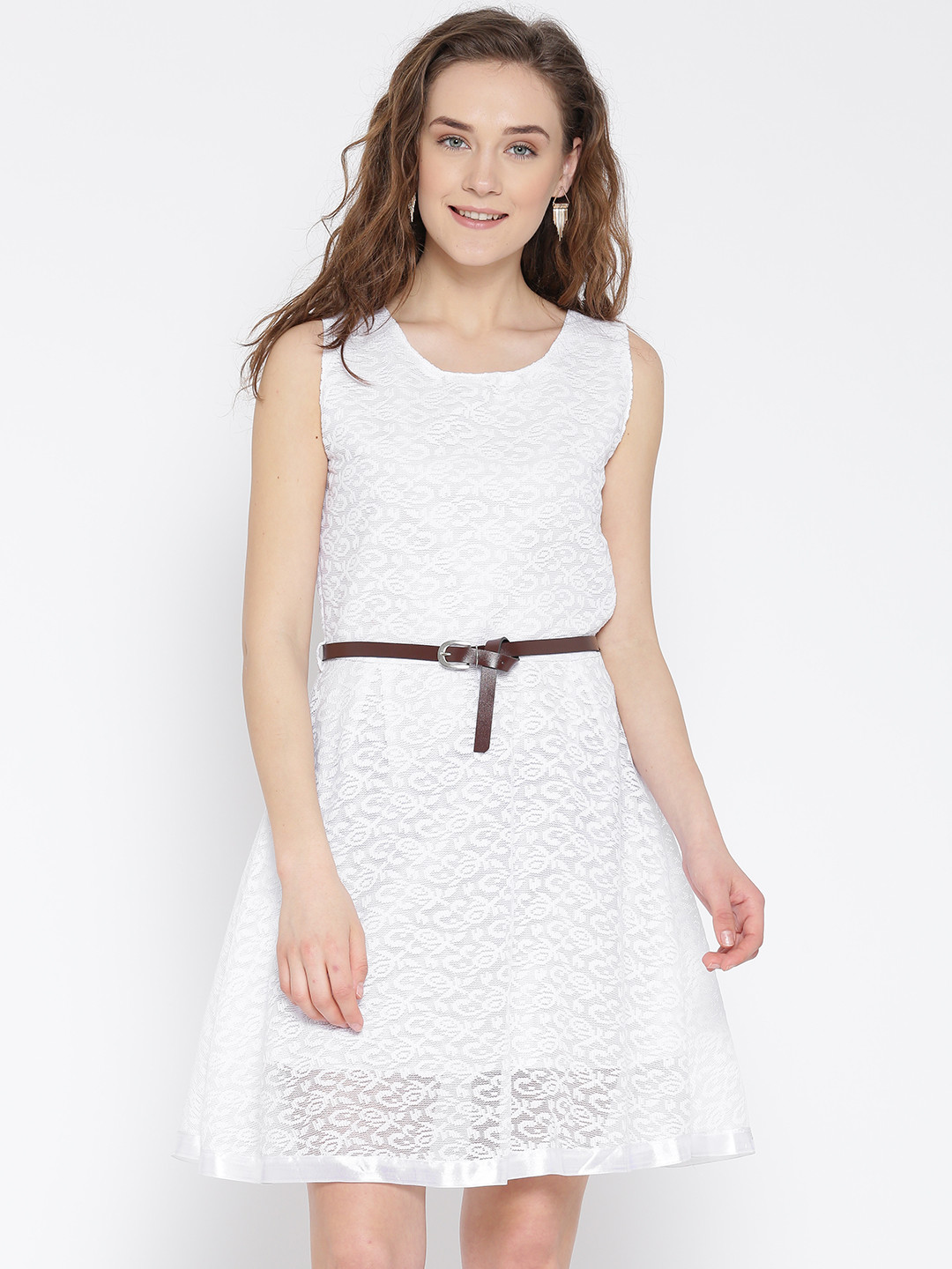Buy U&F Women White Lace Fit & Flare Dress - Dresses for Women 1715423 ...