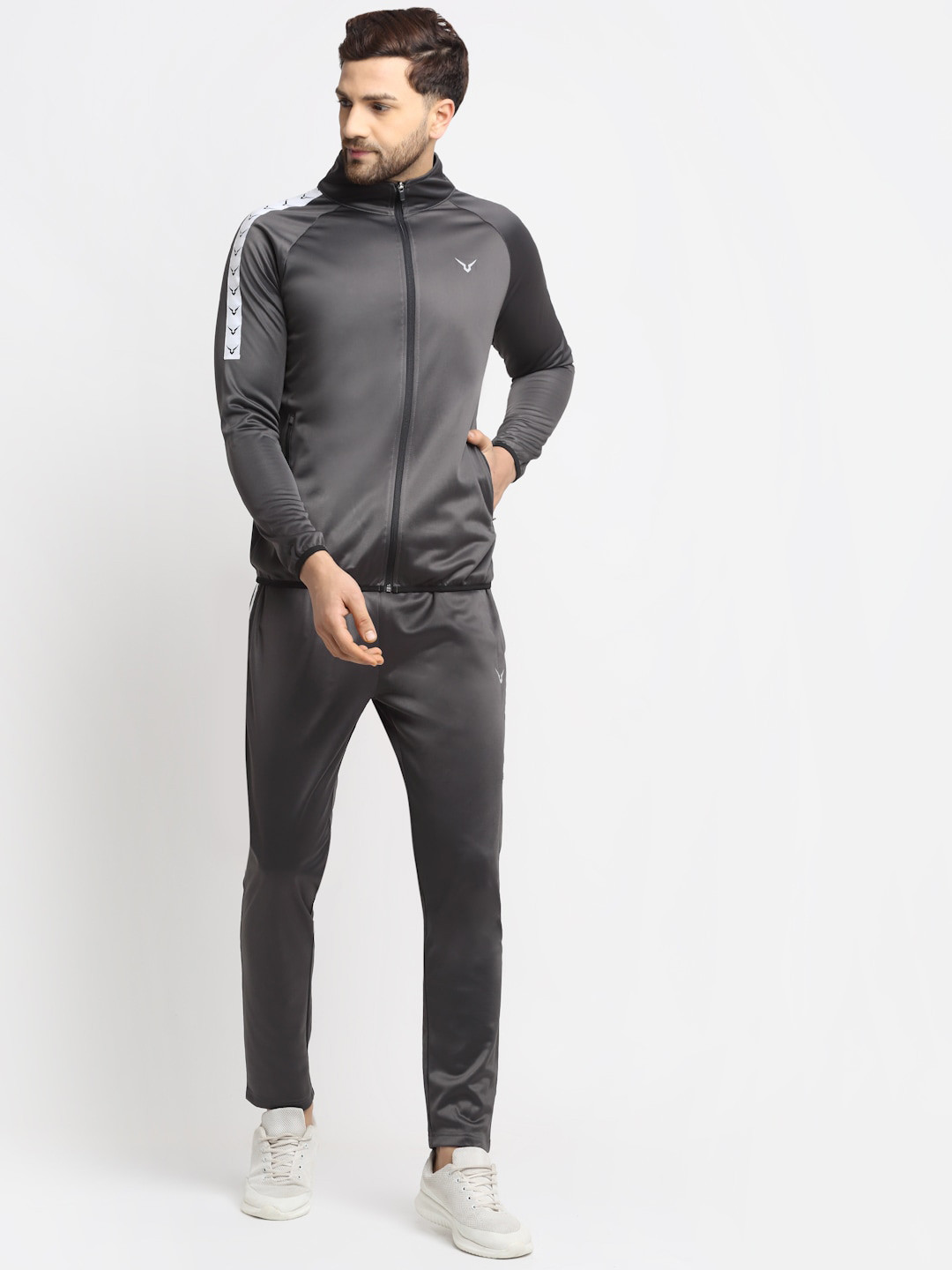 Buy Invincible Men Grey Classic Warm Up Tracksuit - Tracksuits for Men ...