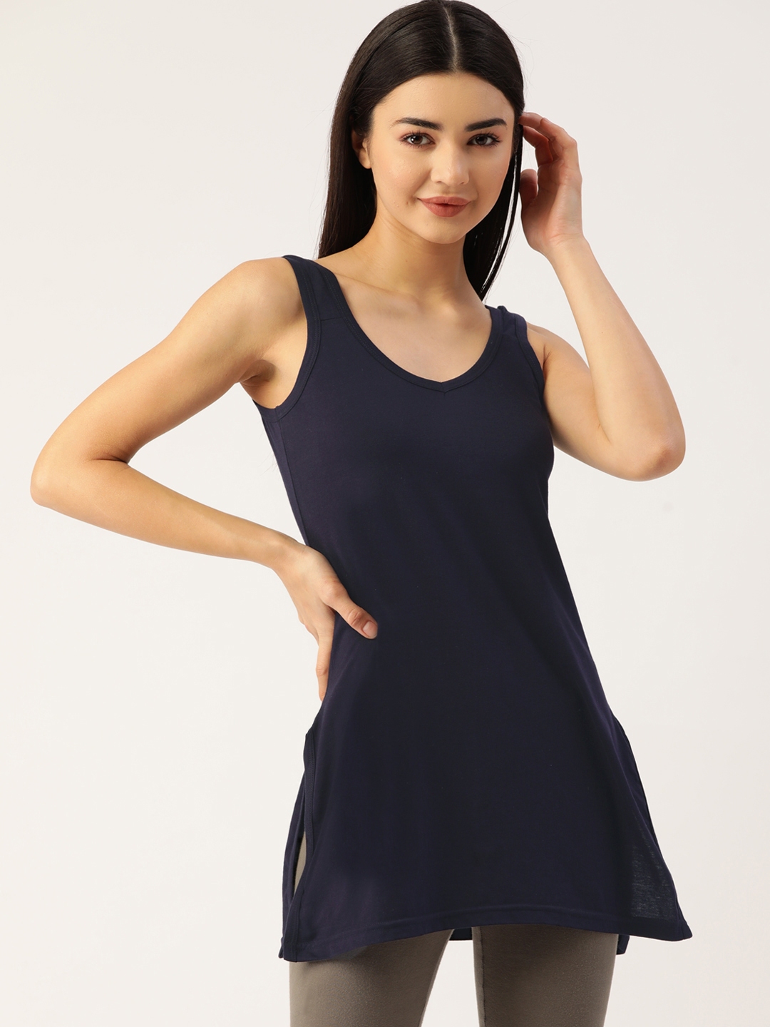Buy Lady Lyka Women Navy Blue Solid Long Camisole Midislip Blu Blue Camisoles For Women