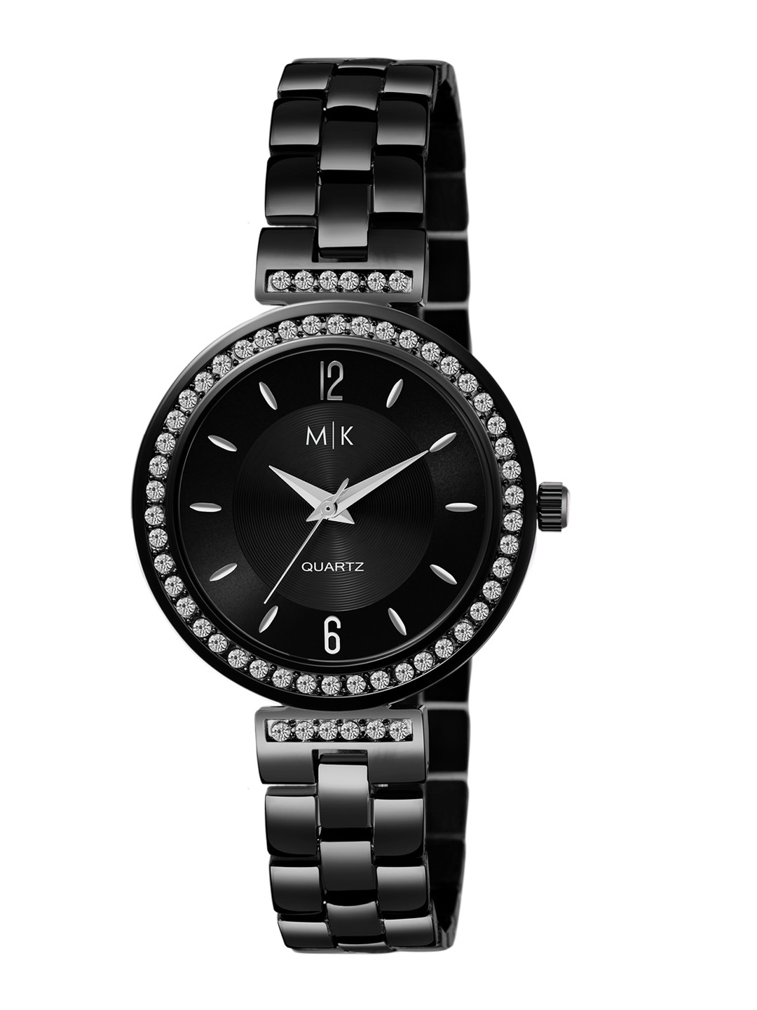 Buy MORRIS KLEIN Women Black Embellished Dial & Stainless Steel Watch ...