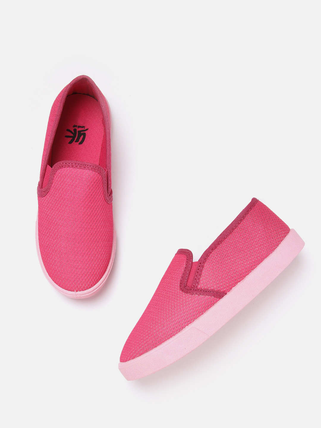 Buy YK Girls Pink Woven Design Slip On Sneakers - Casual Shoes for ...