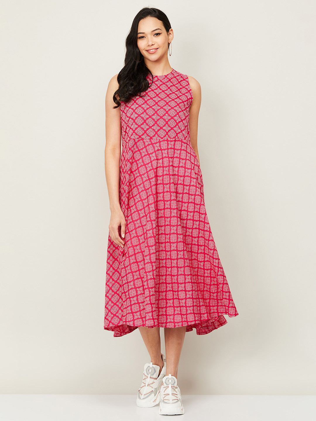 Buy Colour Me By Melange Pink Printed Midi Dress - Ethnic Dresses for ...