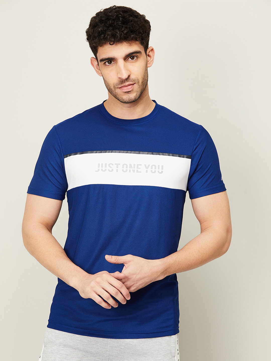 Buy Kappa Men Blue Colourblocked Training Or Gym T Shirt - Tshirts for ...