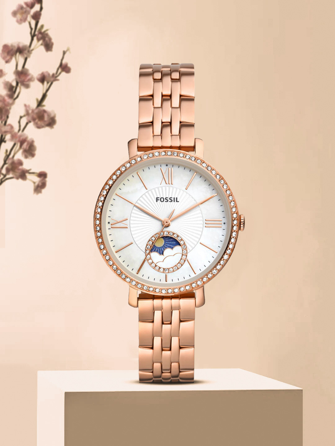 Buy Fossil Women Multicoloured Dial & Rose Gold Plated Straps Analogue ...
