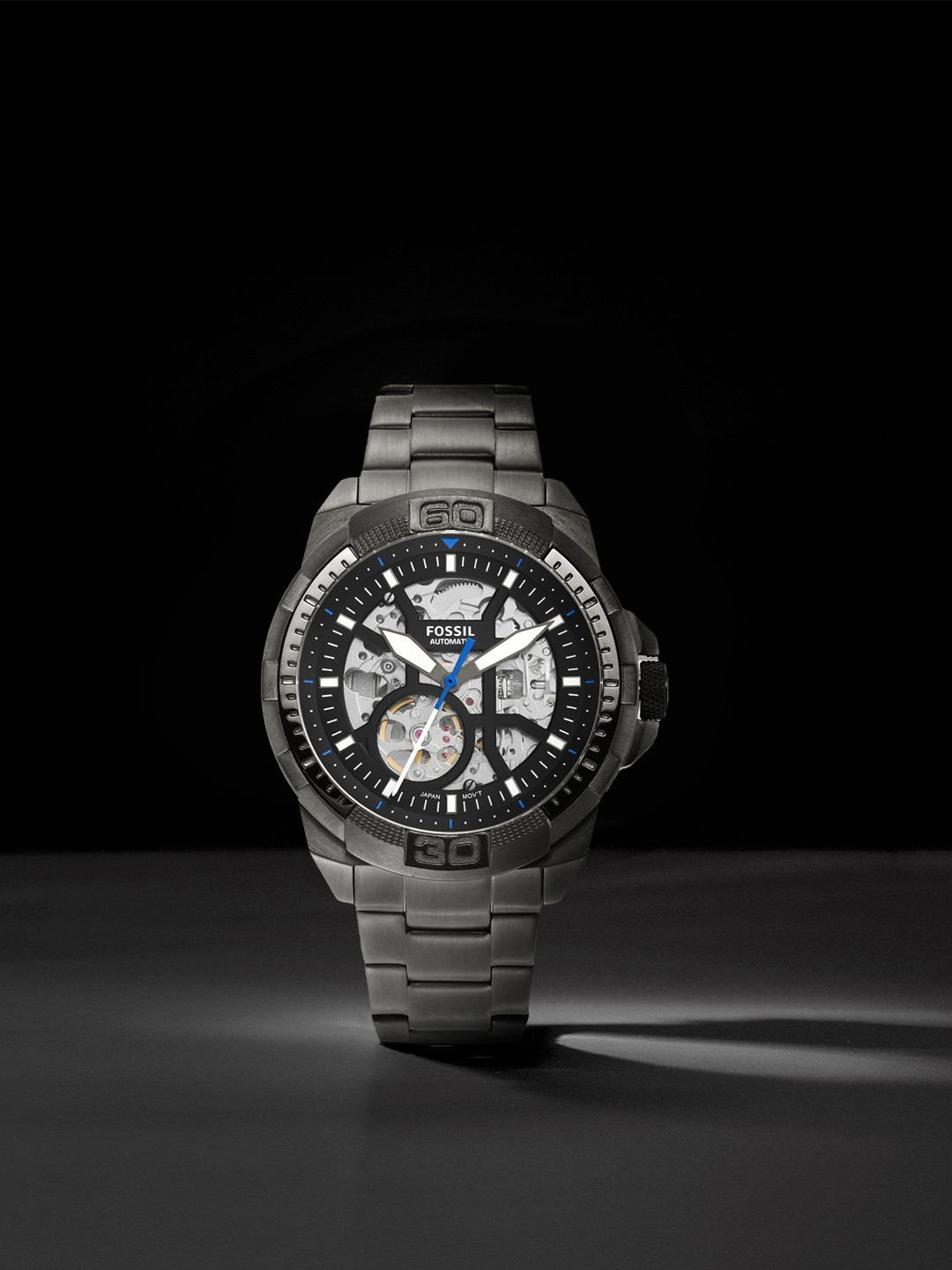 Buy Fossil Men Black Dial & Grey Straps Analogue Automatic Motion ...