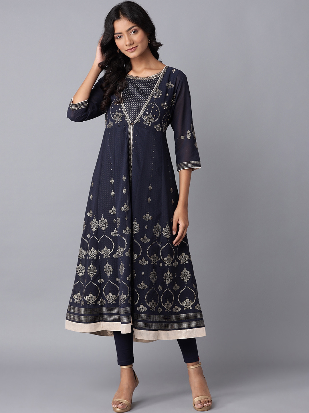 Buy W Women Blue Floral Printed Kurta Set - Kurta Sets for Women ...