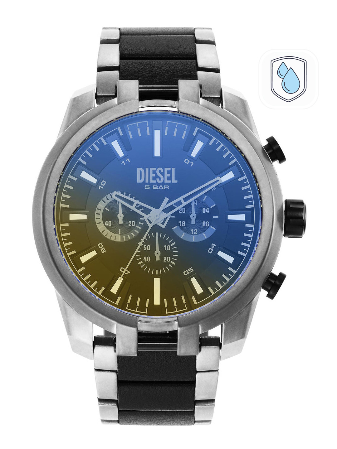 Buy DIESEL Men Blue Dial & Black Stainless Steel Bracelet Style Straps ...