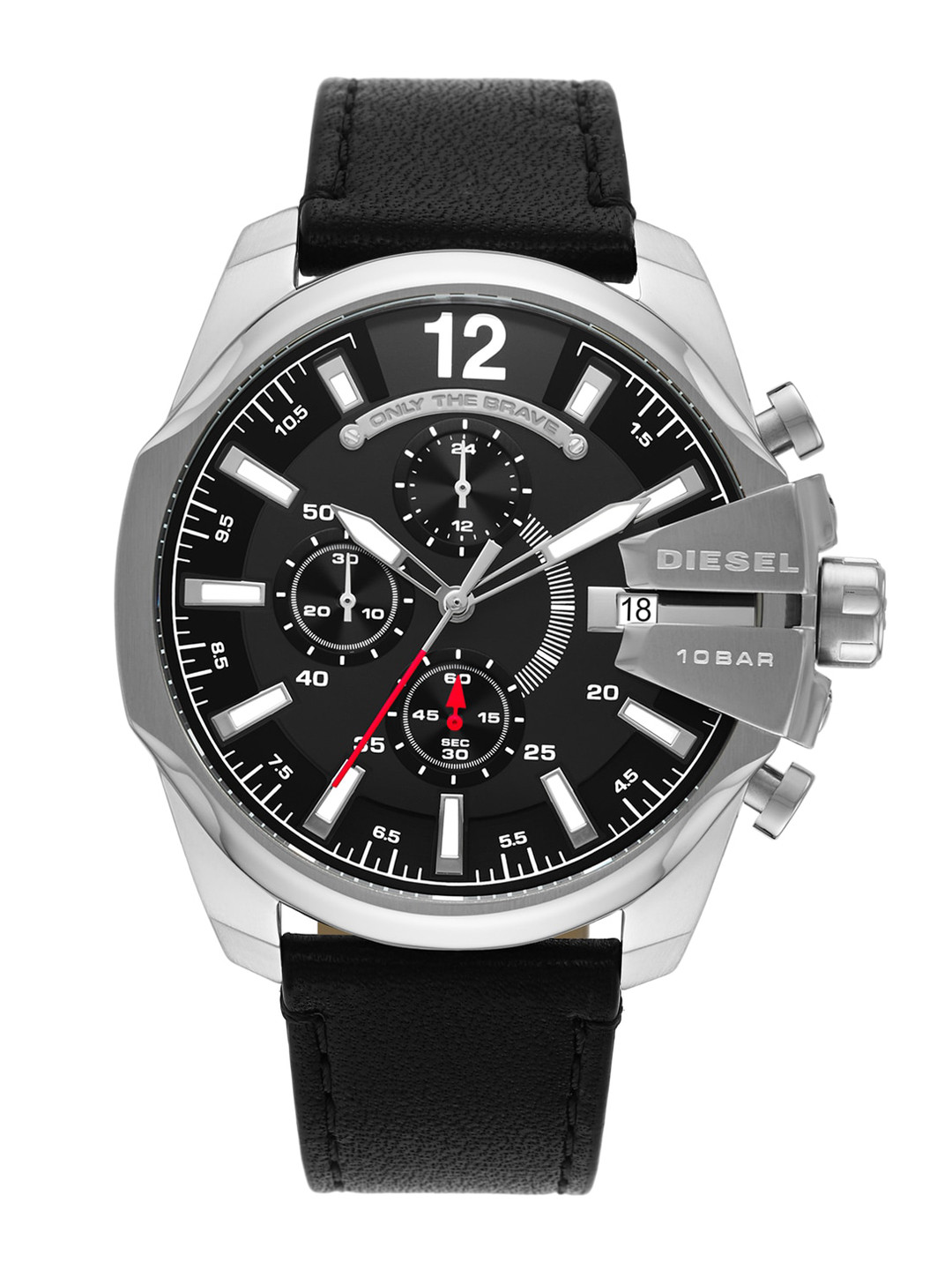 Buy DIESEL Men Black Dial & Black Leather Textured Straps Analogue ...