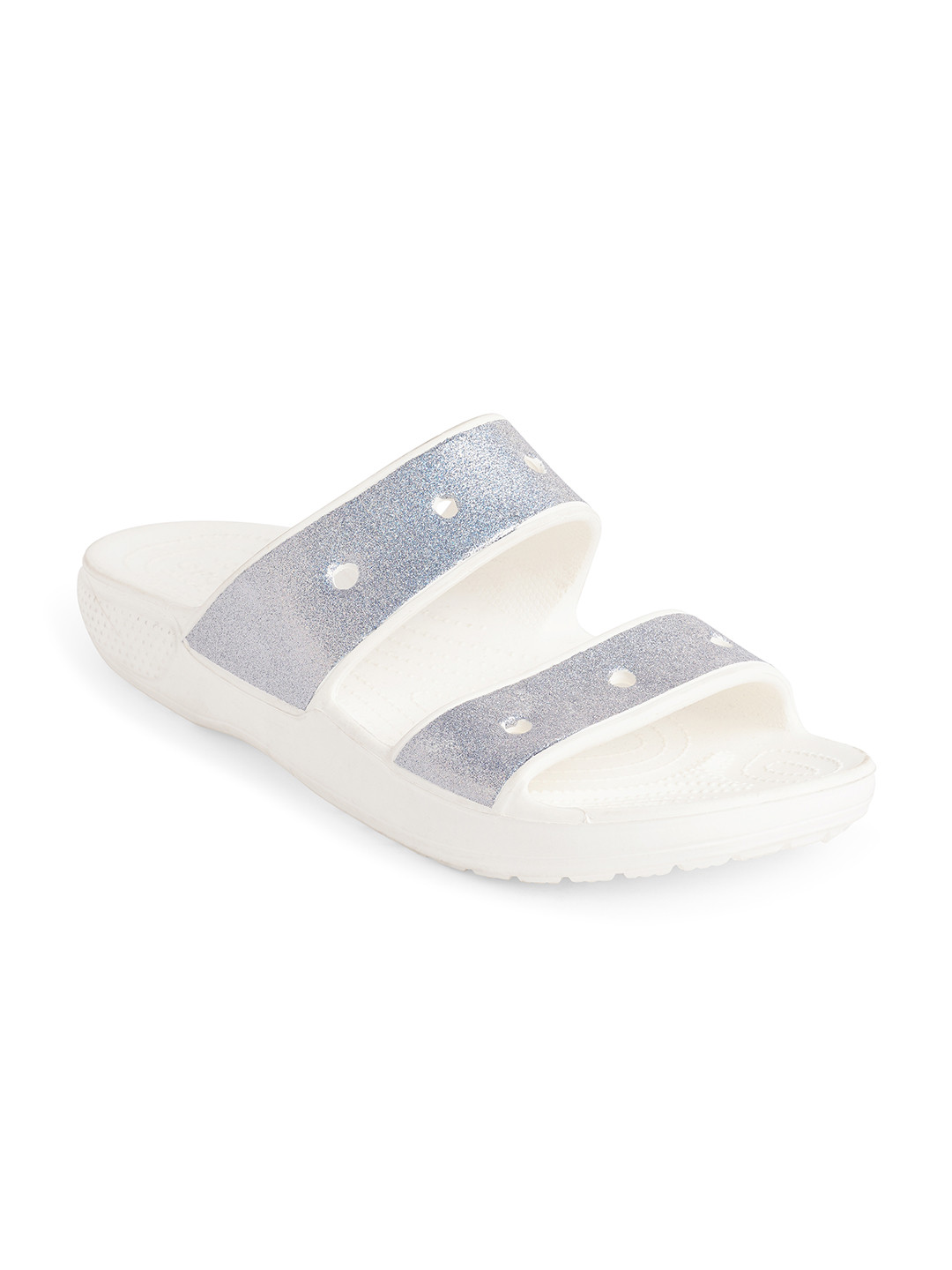 Buy Crocs Unisex Off White & Silver Toned Glitter II Comfort Sandals ...