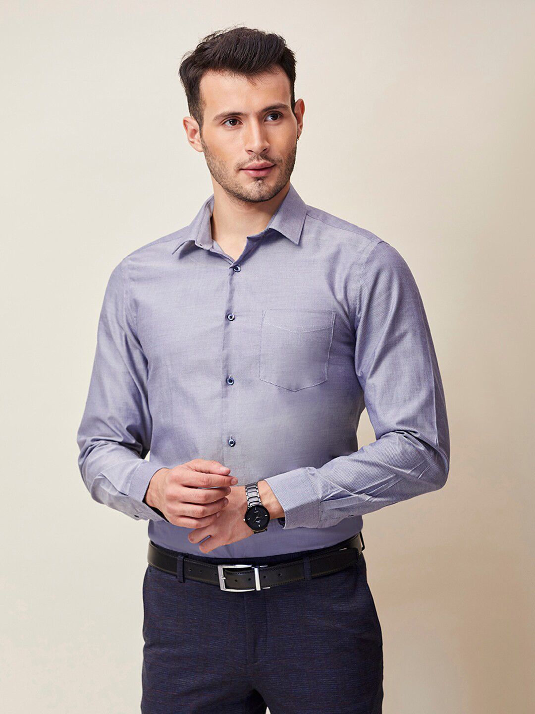 Buy J Hampstead Men Grey Classic Slim Fit Cotton Formal Shirt - Shirts ...