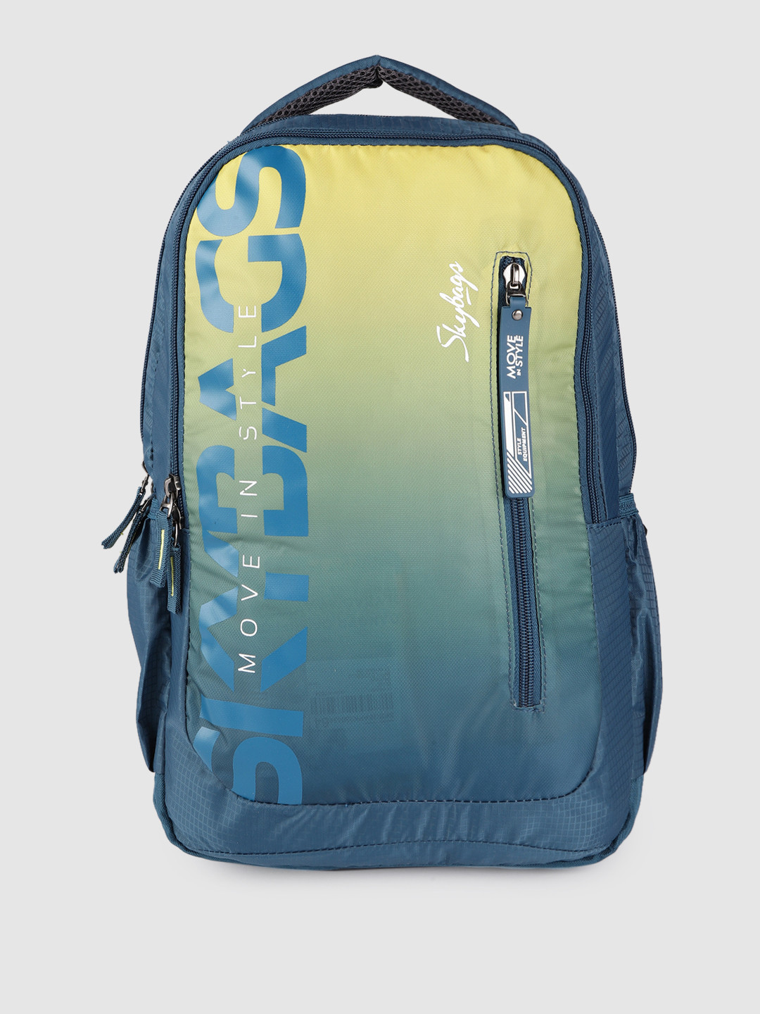 Buy Skybags Unisex Teal Blue & Yellow Brand Logo Printed Backpack ...