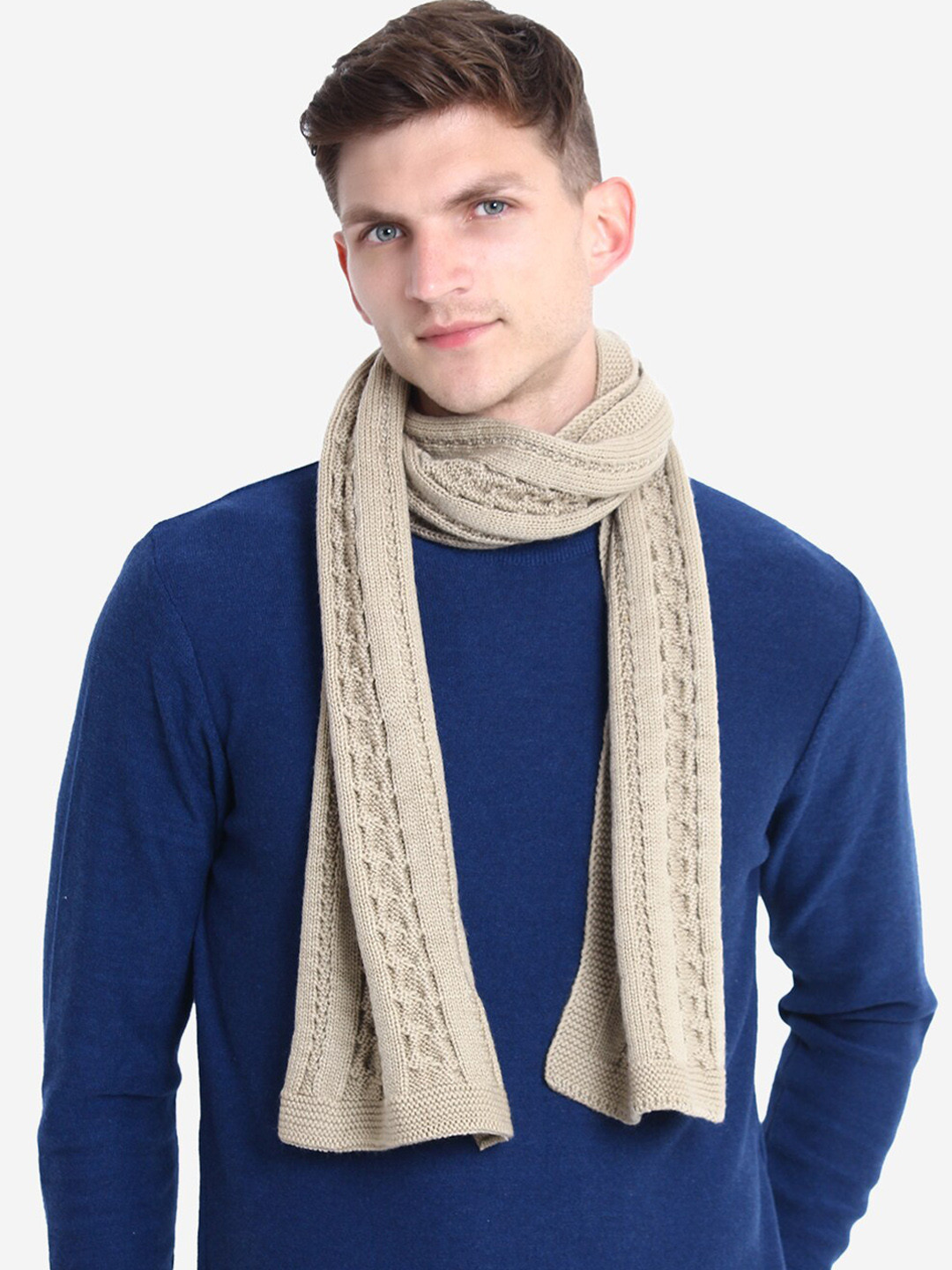 Buy JoE Hazel Men Beige Patterned Acrylic Muffler - Mufflers for Men ...