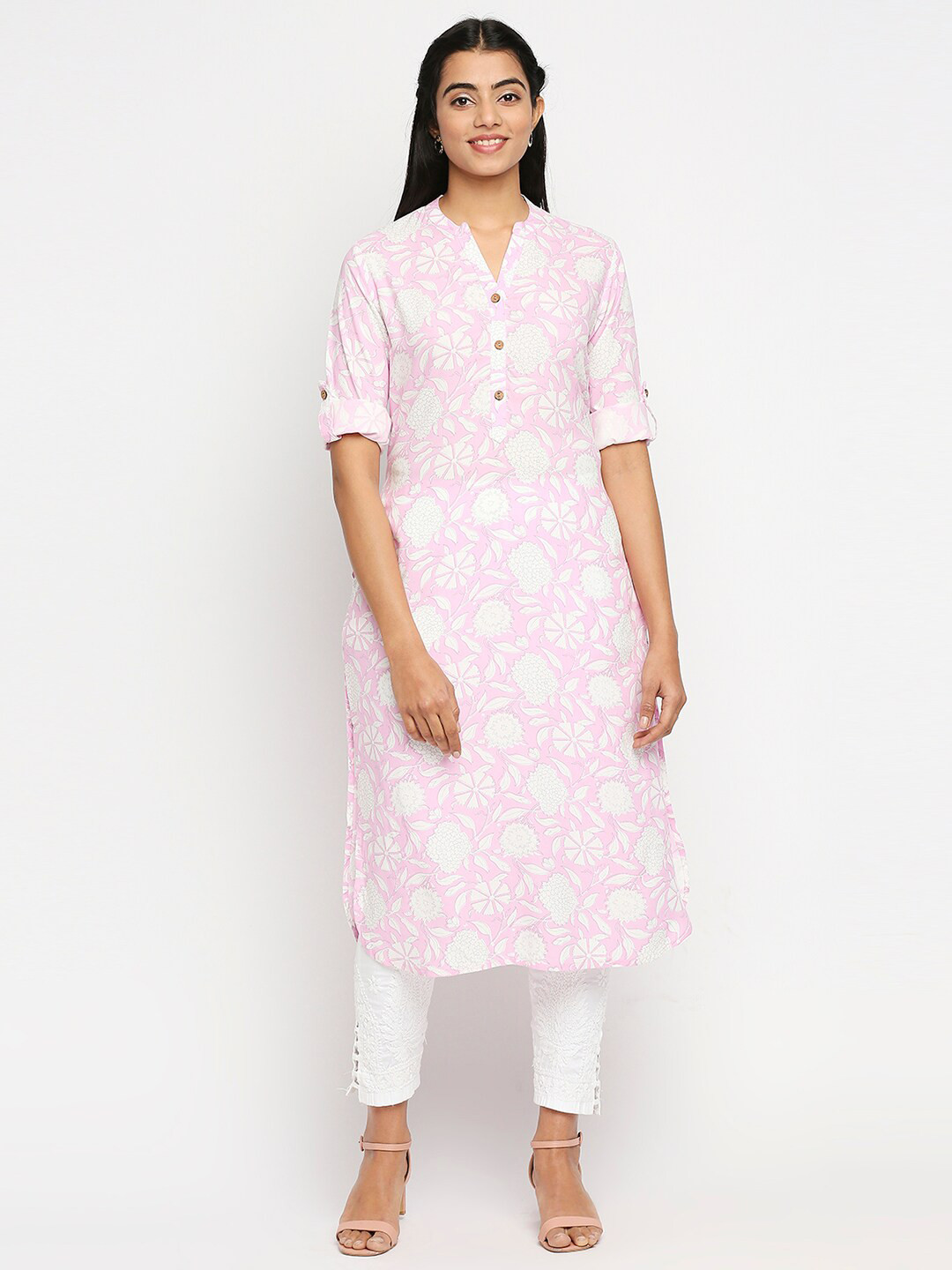 Buy Ethnicity Pink Floral Printed Kurti - Kurtis for Women 17172046 ...