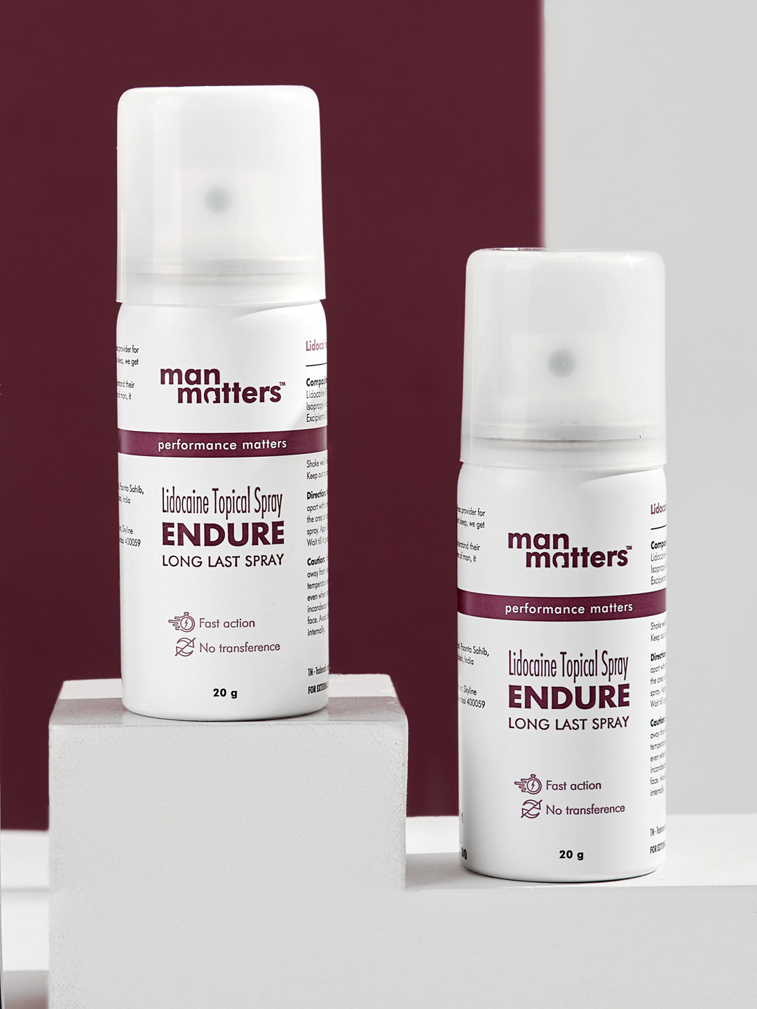 Buy Man Matters Pack Of 2 ENDURE Lidocaine Topical Spray - Lubricants ...