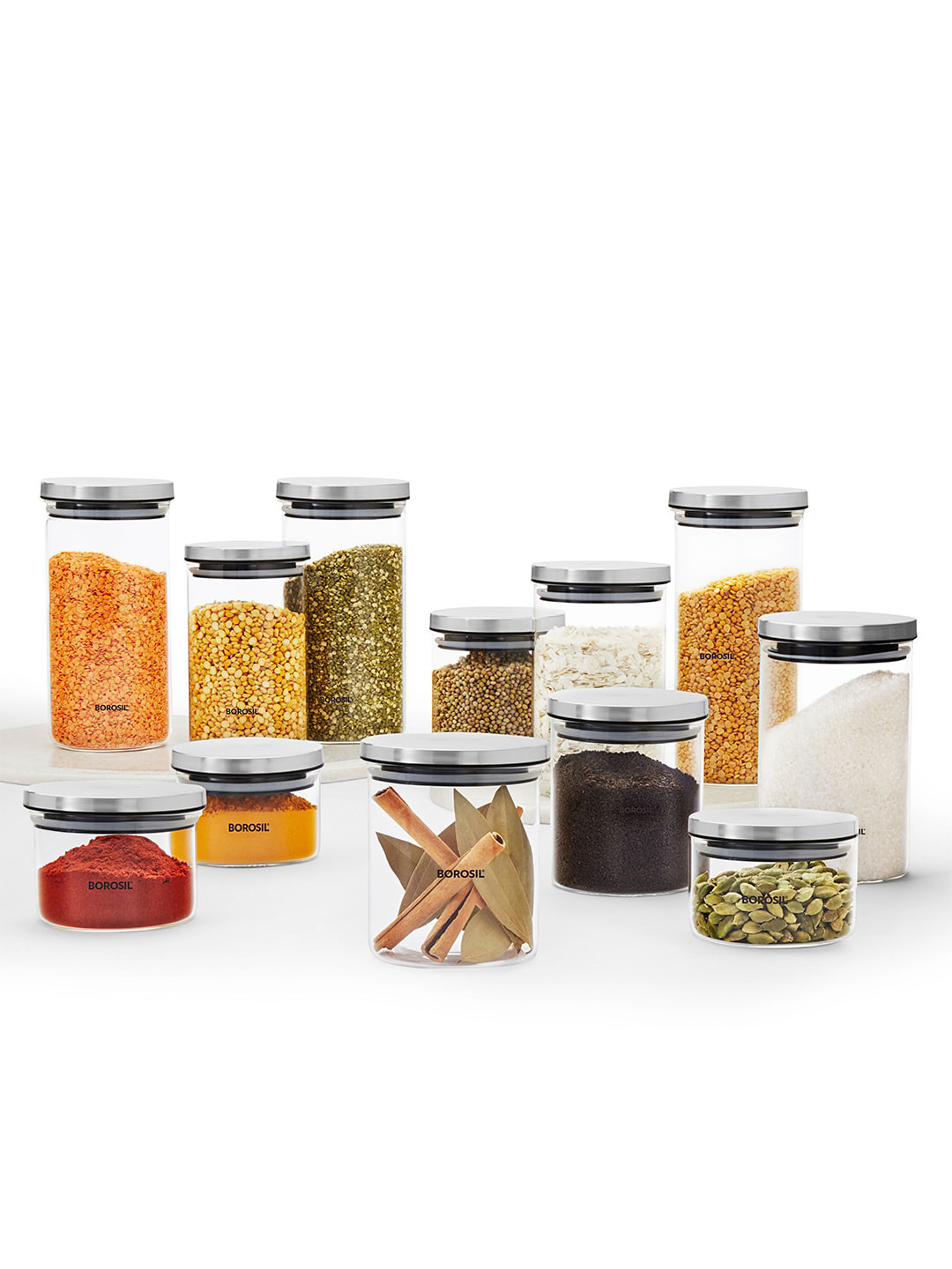 Buy BOROSIL Classic Set Of 12 Transparent Solid Air Tight Storage ...