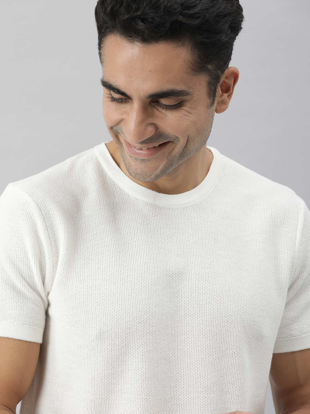 Buy RARE RABBIT Men Off White Pure Cotton Slim Fit T Shirt - Tshirts ...