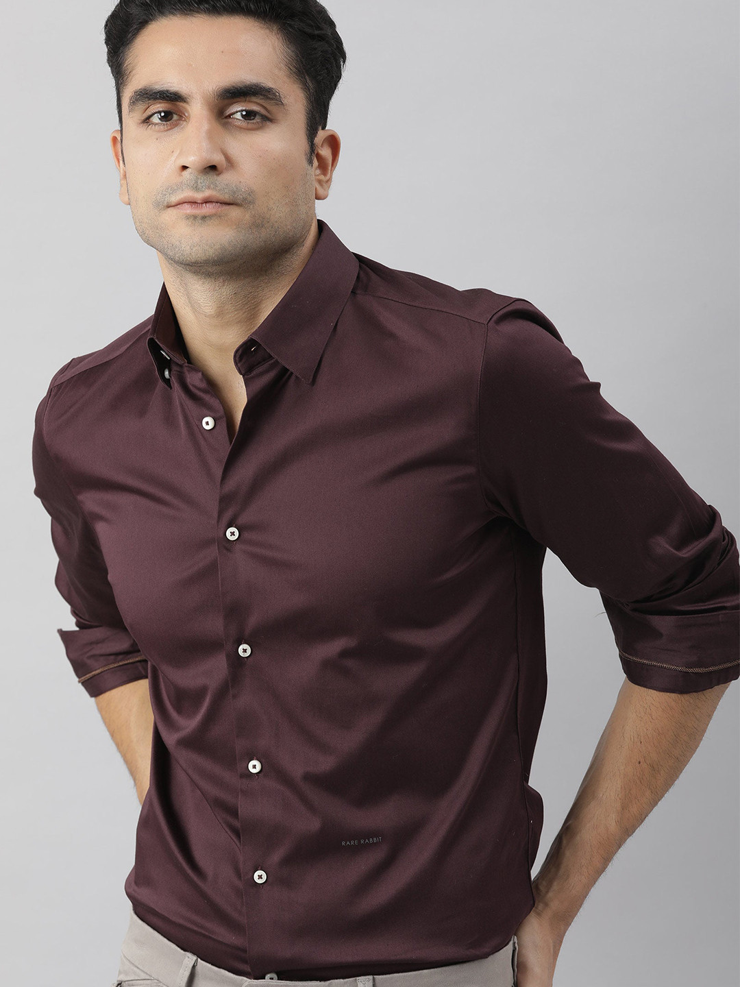 Buy RARE RABBIT Men Maroon Custom Casual Shirt - Shirts for Men ...