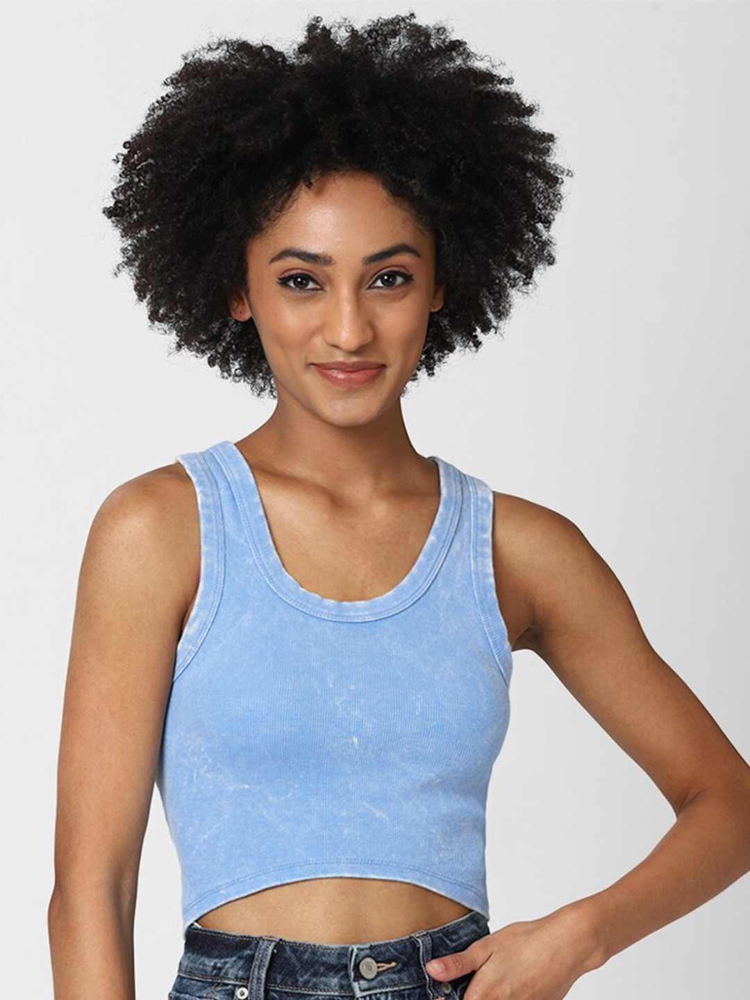 Buy FOREVER 21 Blue Tank Crop Top - Tops for Women 17178950 | Myntra