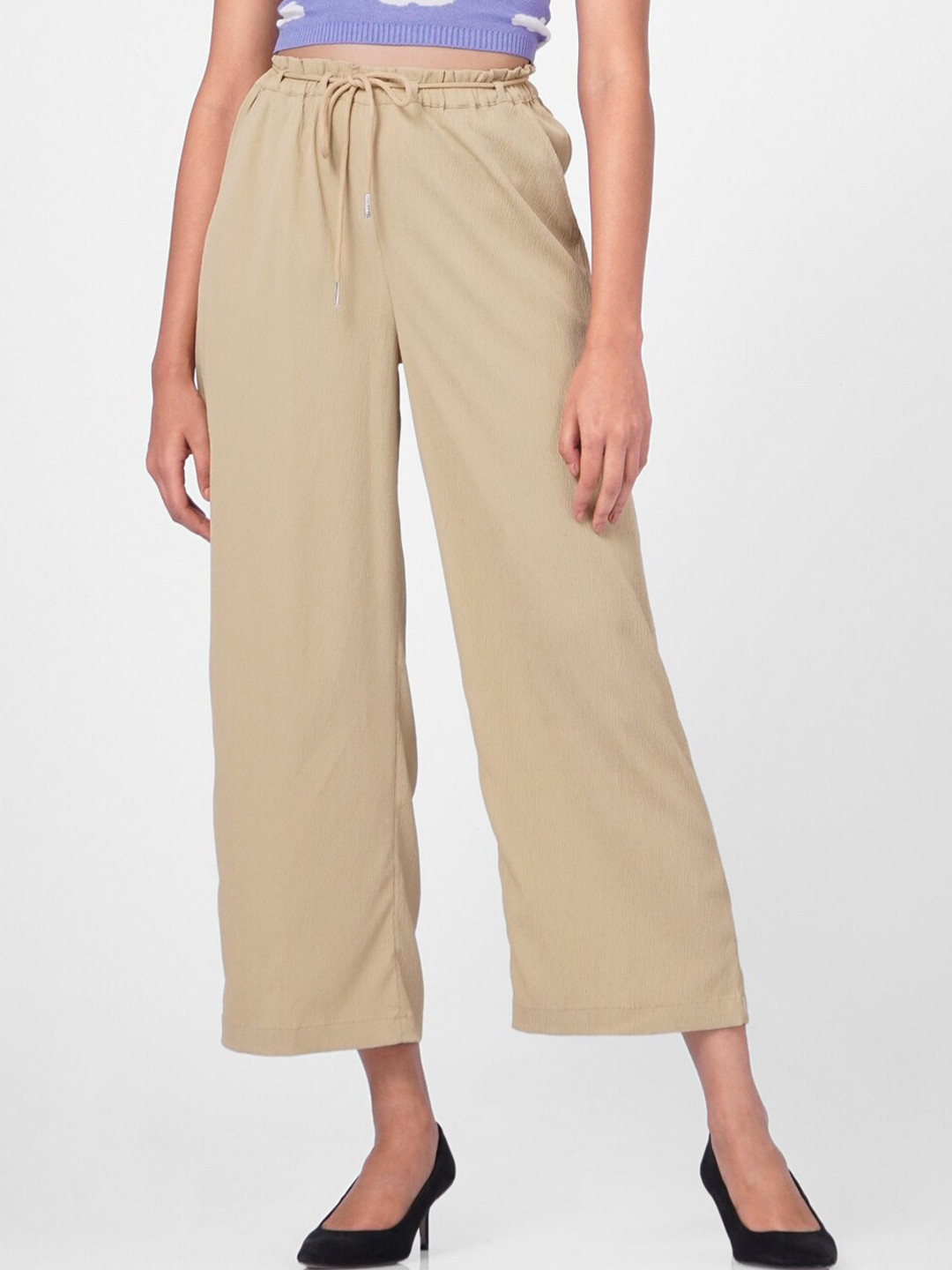 Buy ONLY Women Beige High Rise Trousers - Trousers for Women 17187246 ...