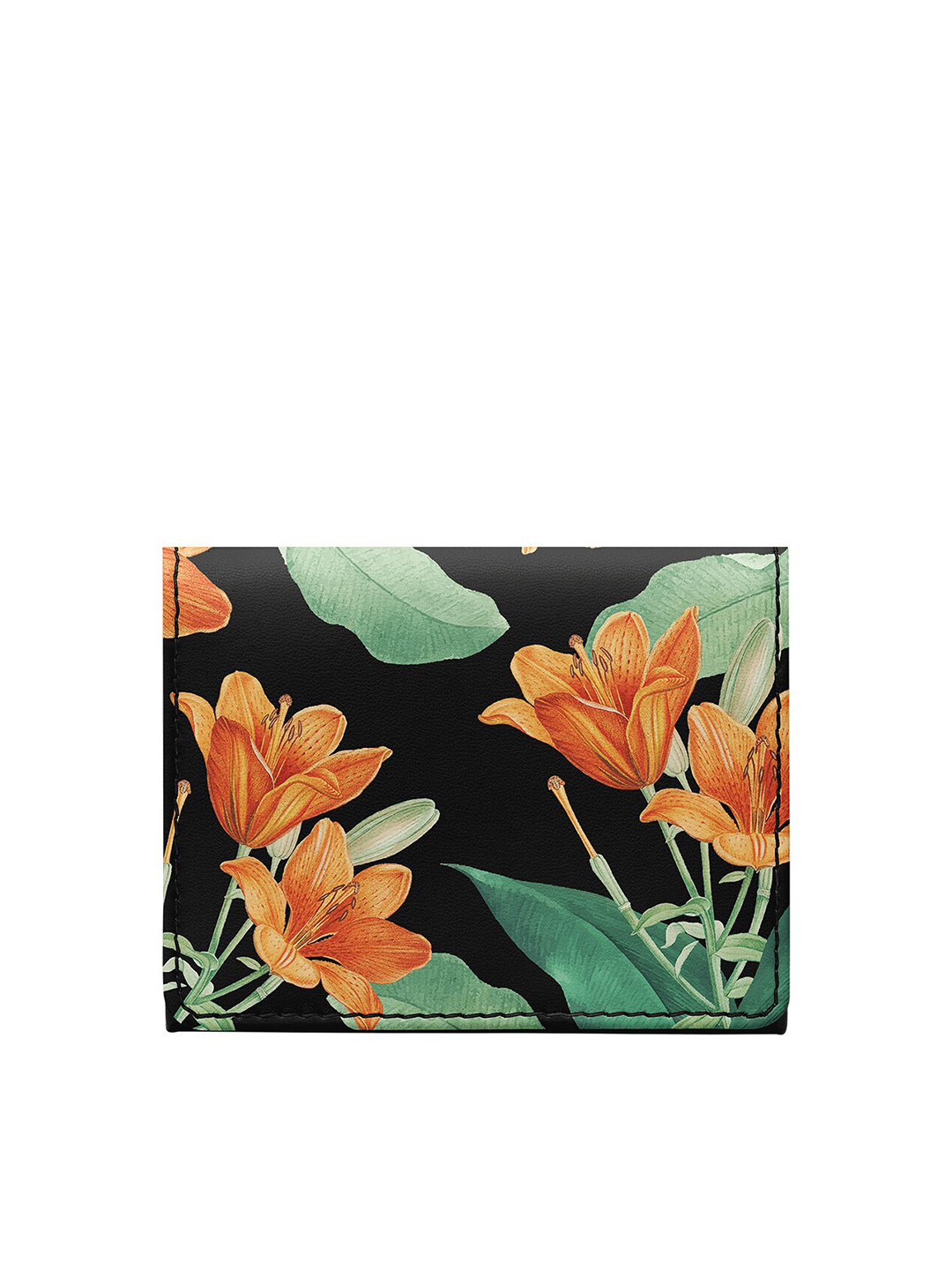 Buy DailyObjects Unisex Black & Green Floral Printed PU Two Fold Wallet ...