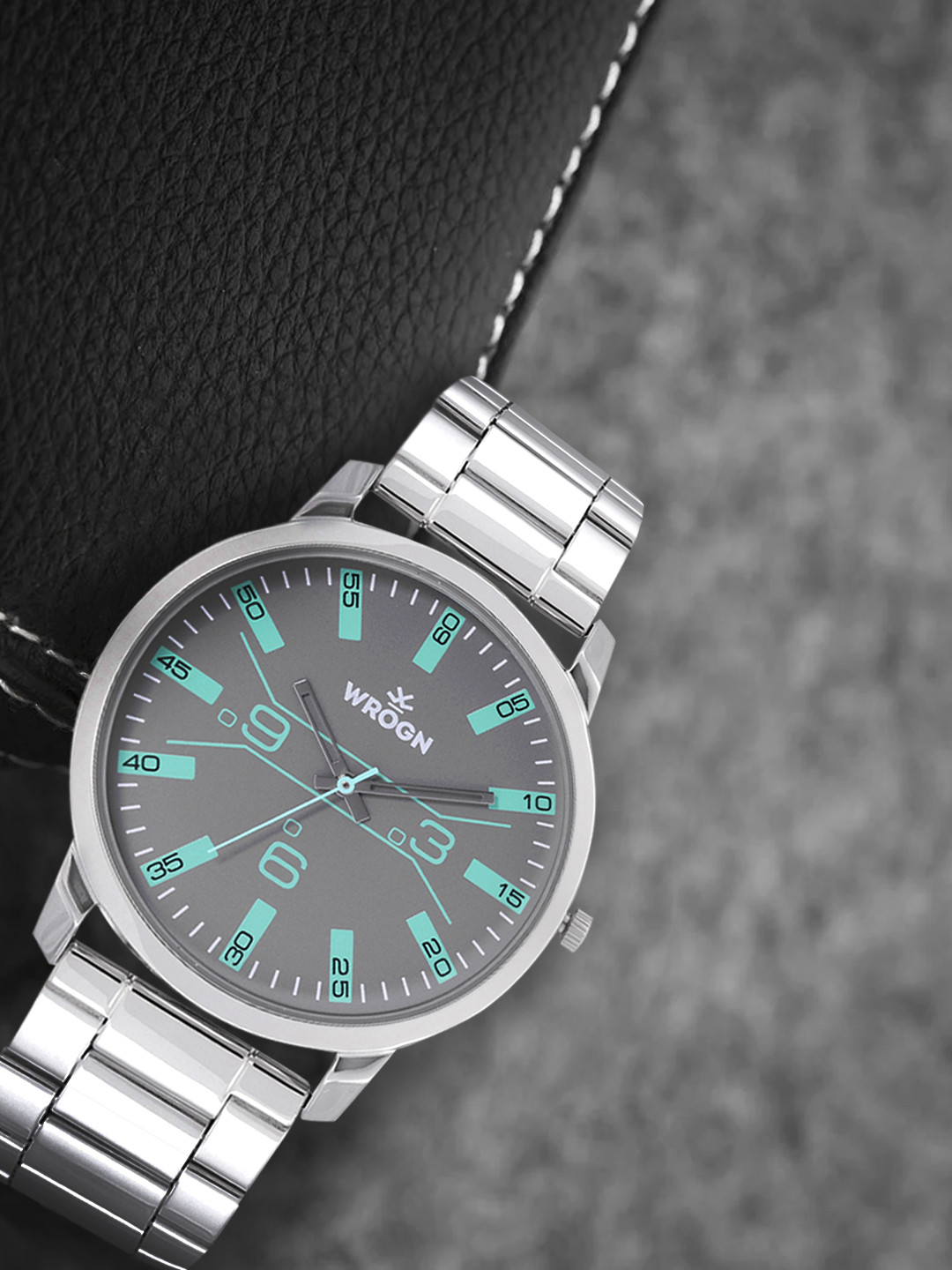 Buy WROGN Men Grey Dial & Silver Toned Stainless Steel Analogue Watch ...