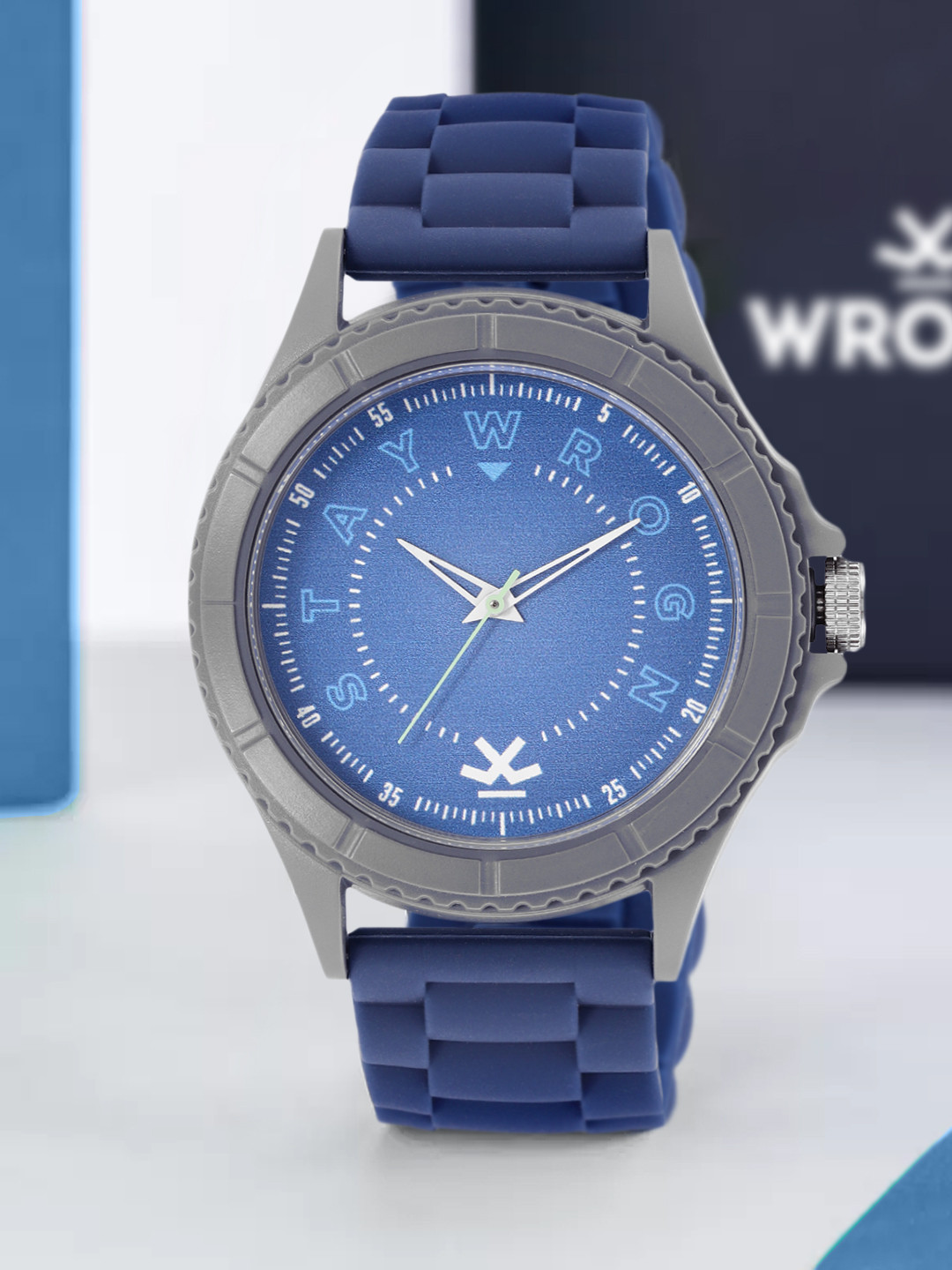 Buy WROGN Men Blue Trend Savy Printed Dial & Straps Analogue Watch ...