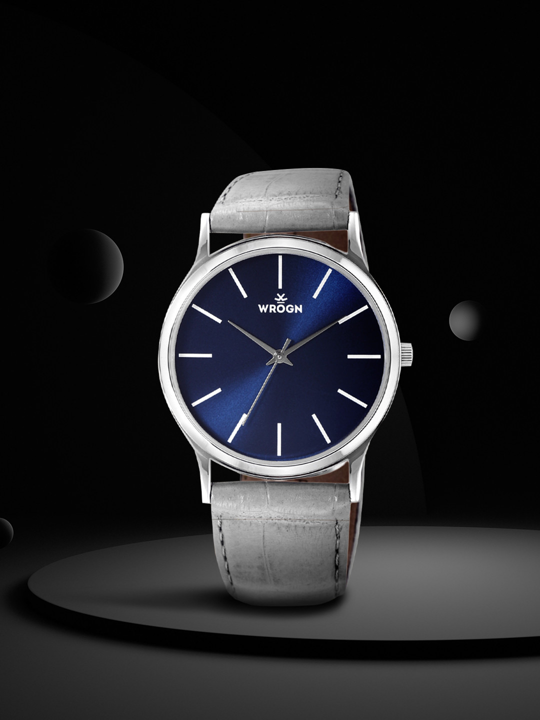 Buy WROGN Men Blue Dial & Grey Croc Textured Leather Trend Savy ...