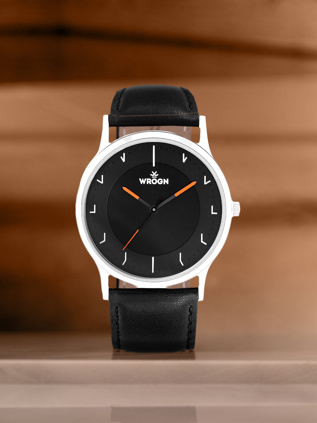 Buy WROGN Men Black Dial & Leather Straps Trend Savy Analogue Watch ...