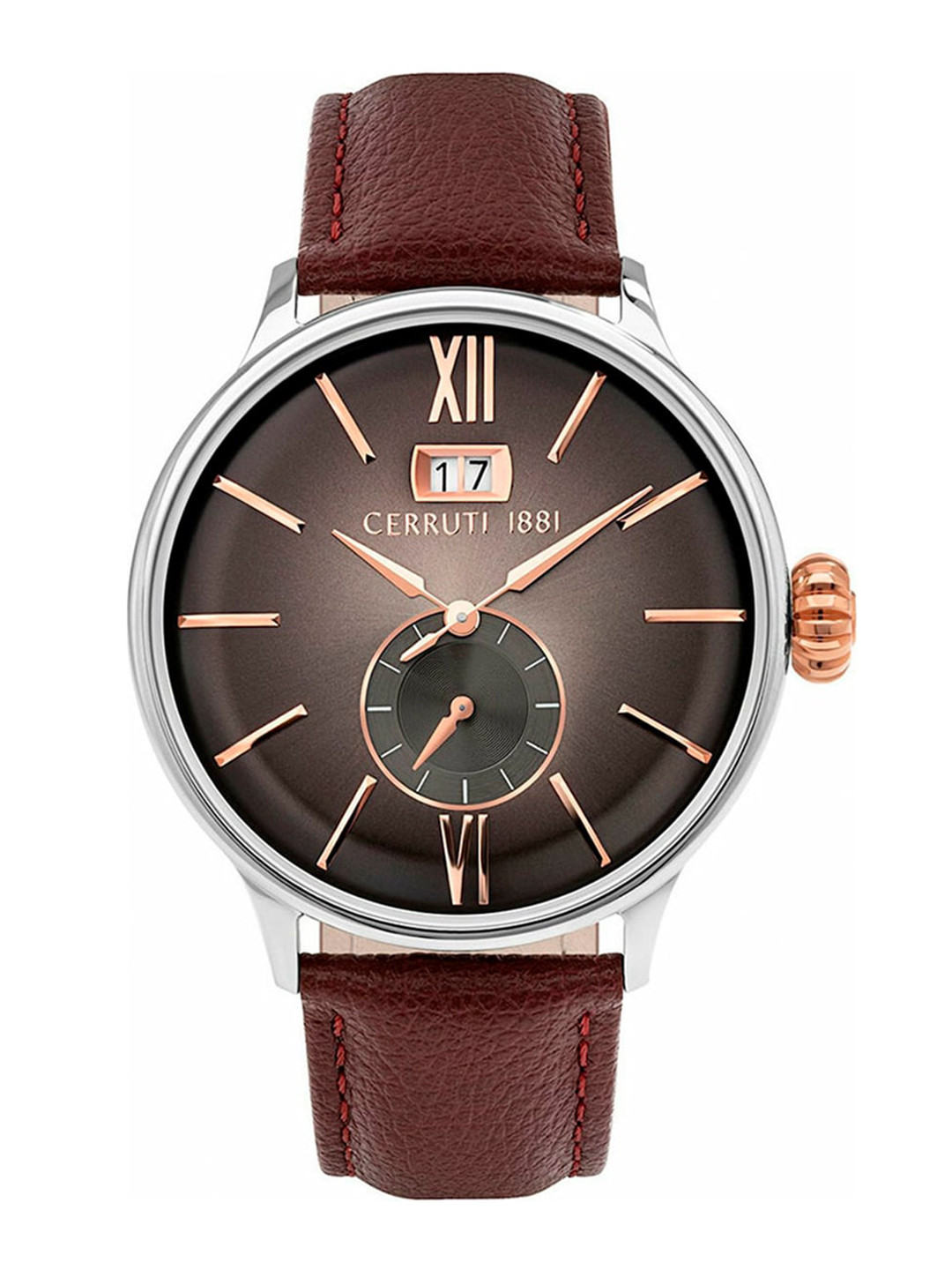 Buy Cerruti 1881 Men Brown Dial & Brown Leather Straps Analogue Watch ...