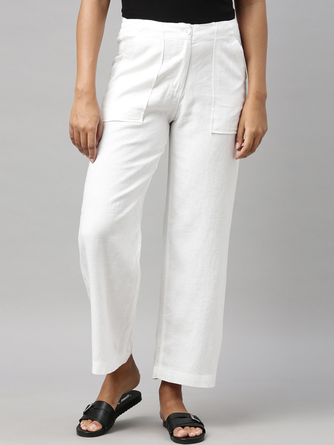 Buy Go Colors Women White Trousers - Trousers for Women 17191486 | Myntra
