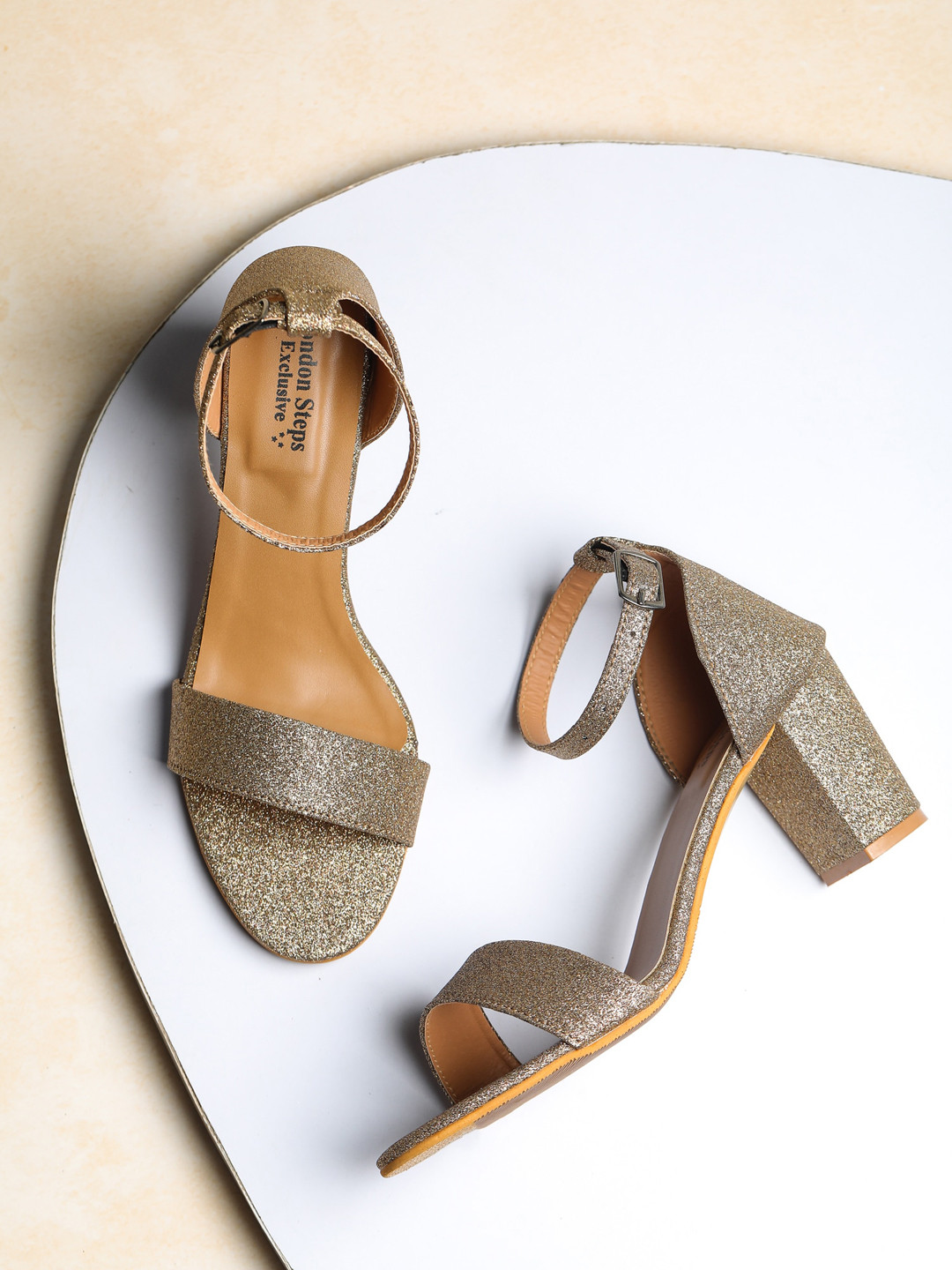 Buy LONDON STEPS Copper Toned Embellished Party Block Sandals - Heels ...