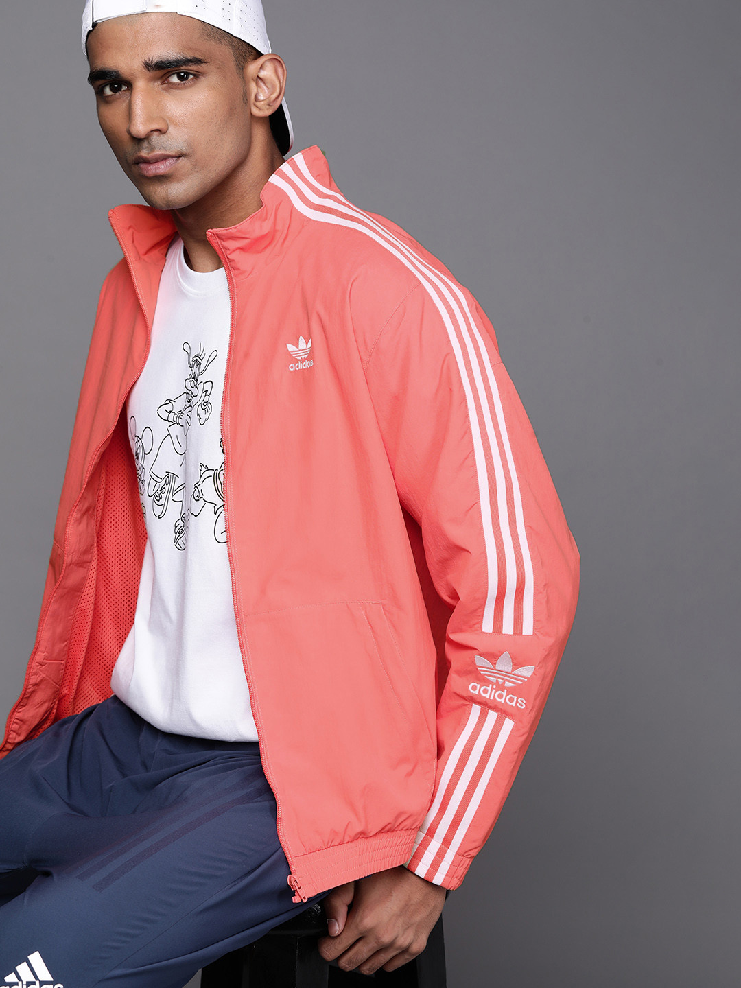 Buy ADIDAS Originals Men Coral Orange Lock Up Track Top Sporty Jacket ...