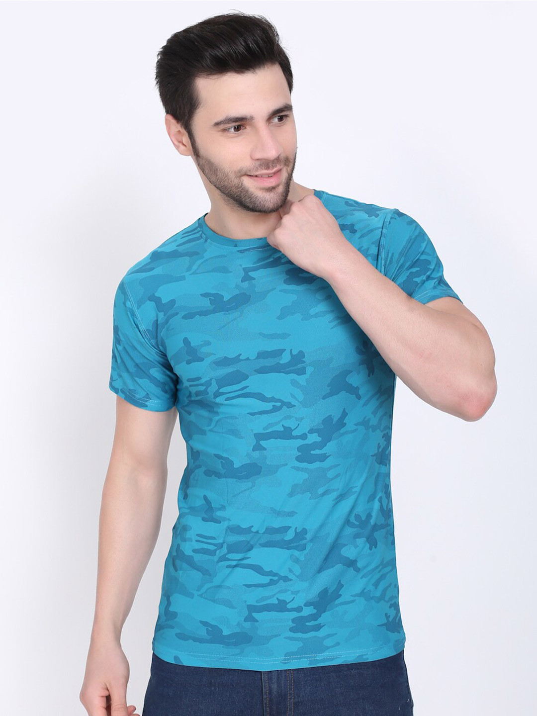 Buy Camey Men Turquoise Blue Printed T Shirt - Tshirts for Men 17211336 ...