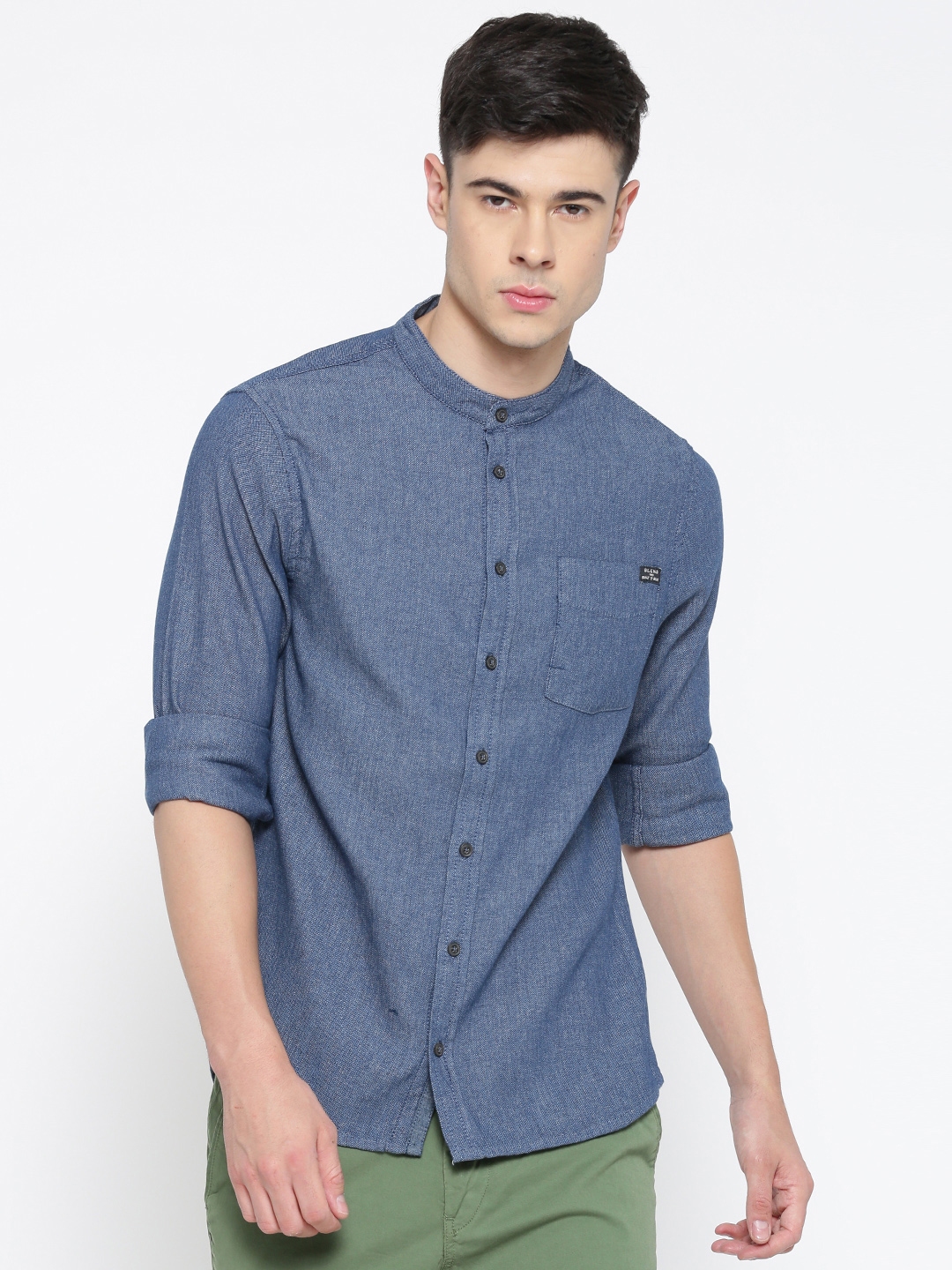 Buy BLEND Men Blue Solid Casual Shirt - Shirts for Men 1721219 | Myntra