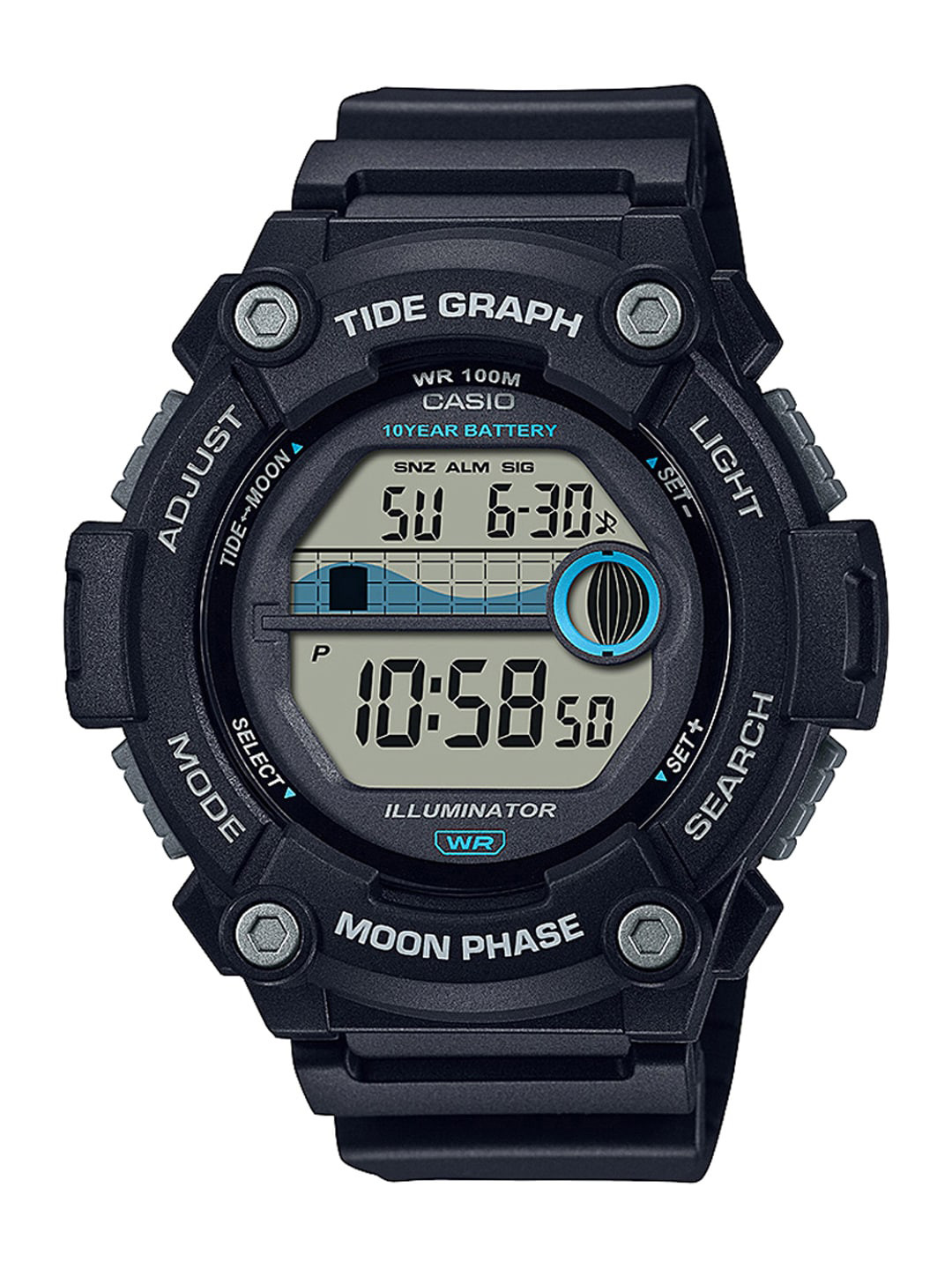 Buy CASIO Unisex Grey Dial & Black Wrap Around Straps Digital Watch ...