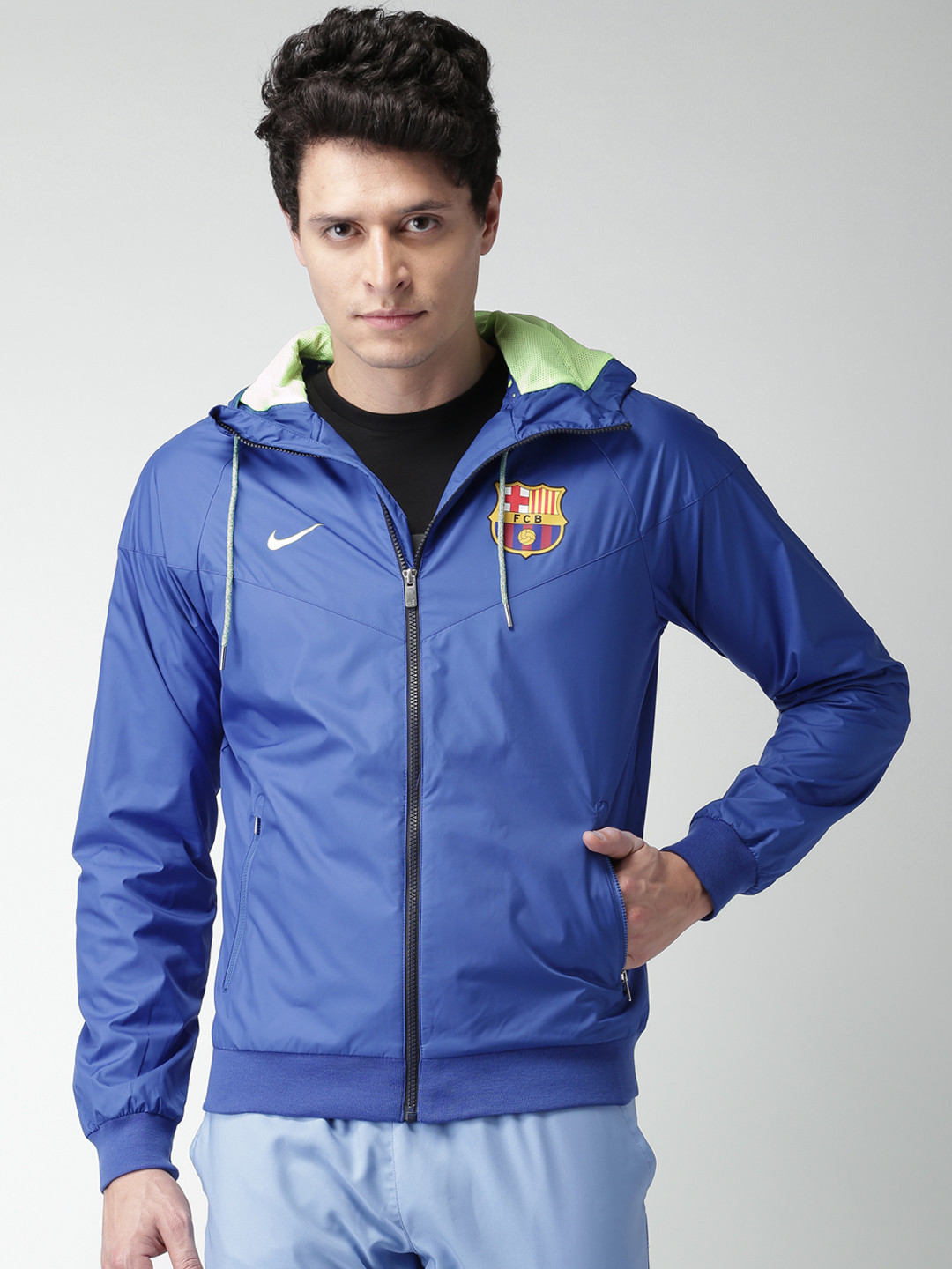 Buy Nike Men Blue FCB NSW WR WVN AUT Hooded Football Jacket - Jackets ...