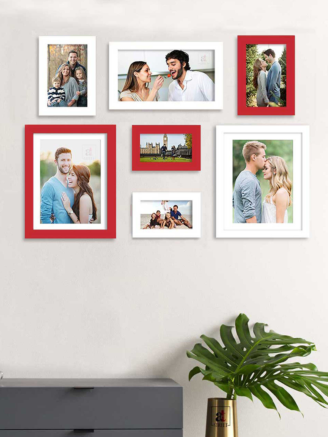Buy Art Street Set Of 7 Wooden Wall Photo Frames - Photo Frames for ...