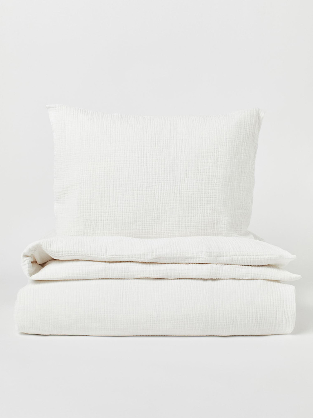 Buy H&M White Solid 250 TC Muslin Single Duvet Cover Set - Duvet Cover ...