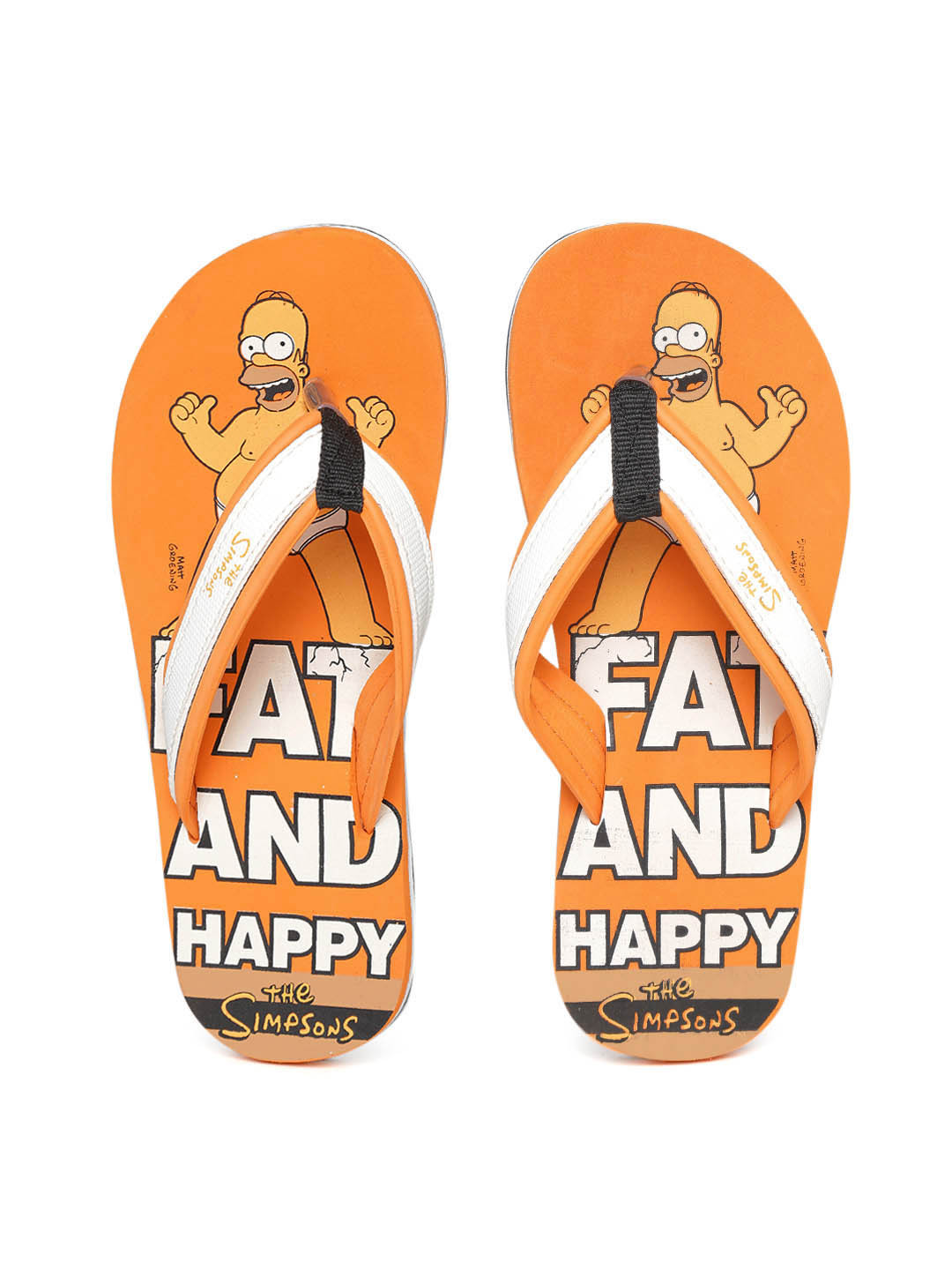 Buy Kook N Keech Men White & Orange The Simpsons Printed Flip Flops ...