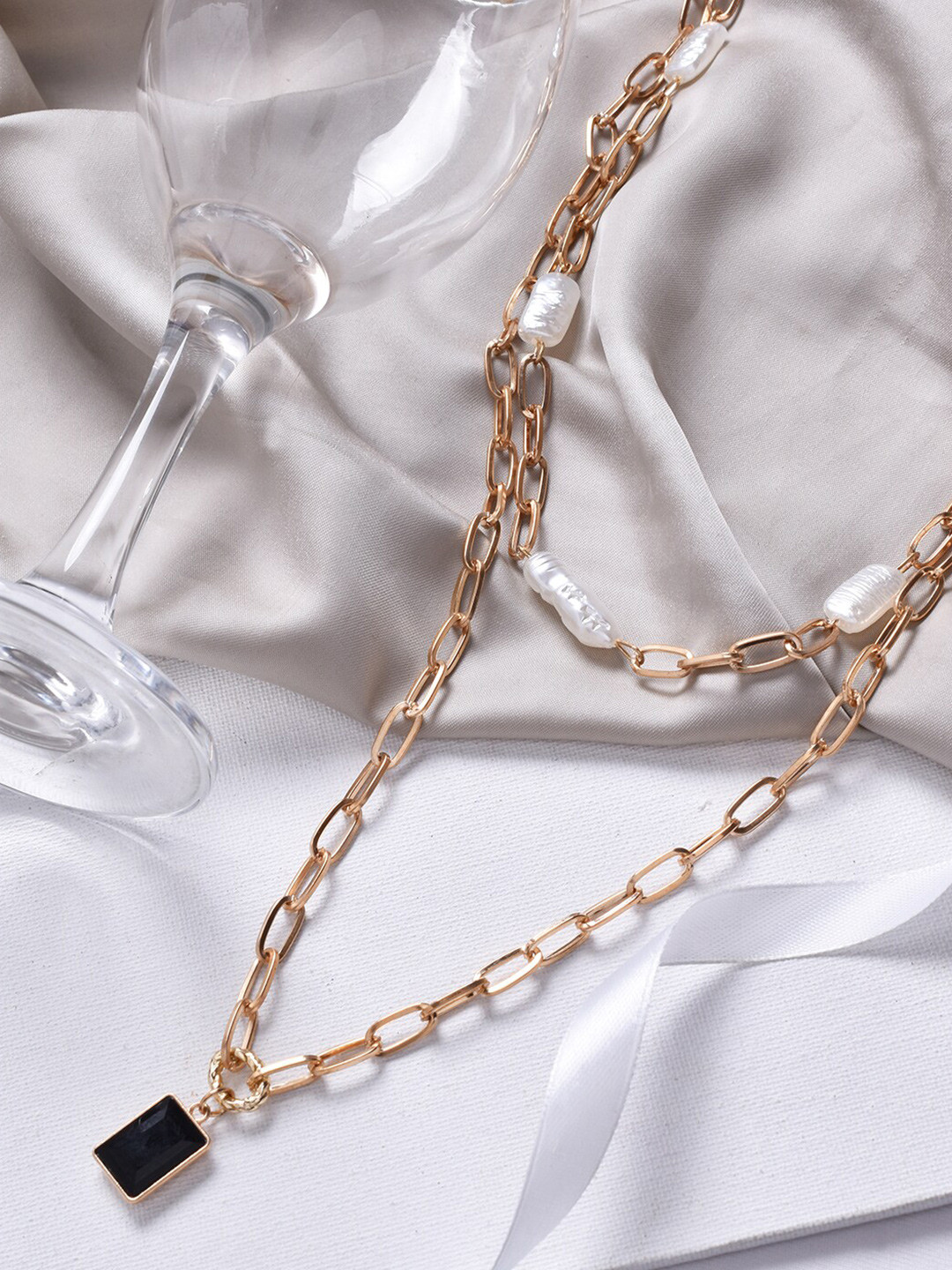 Buy JOKER & WITCH Gold Toned & Black Two Layered Necklace - Necklace ...